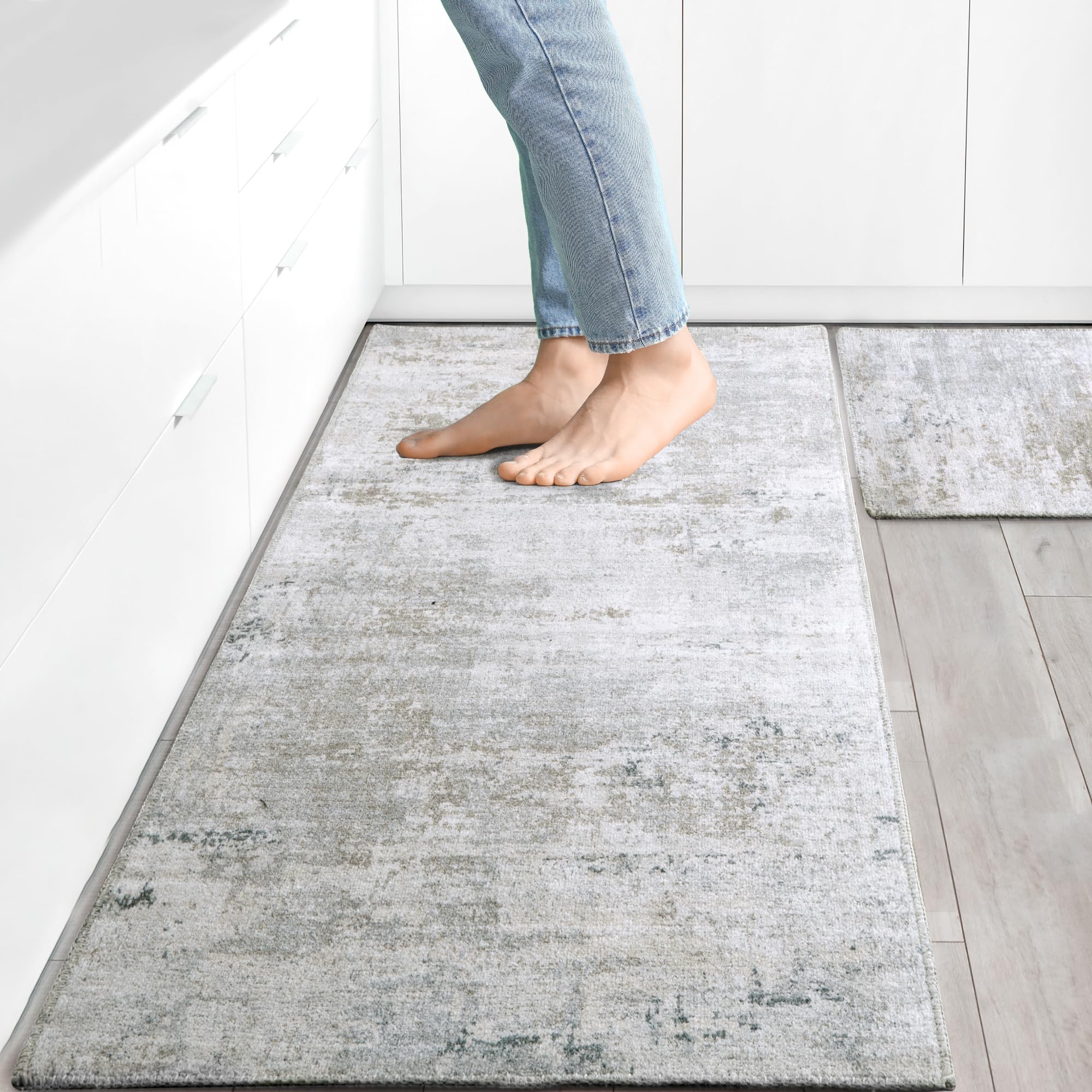 HOMBYS Washable Non Slip Kitchen Rugs Set of 2,Large Modern Abstract ...