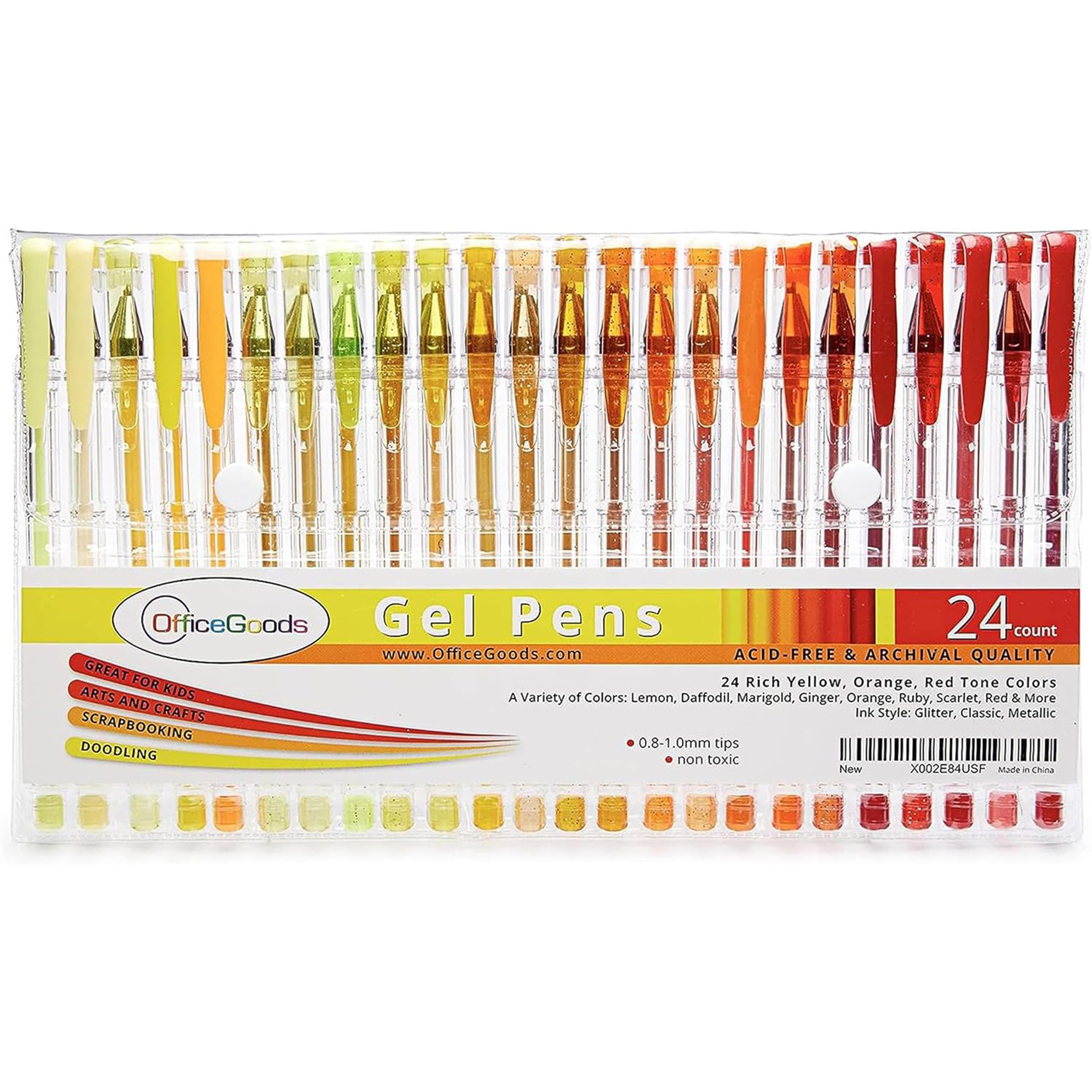 Amazon.com: OfficeGoods Yellow, Orange, and Red Gel Pens with Ink ...