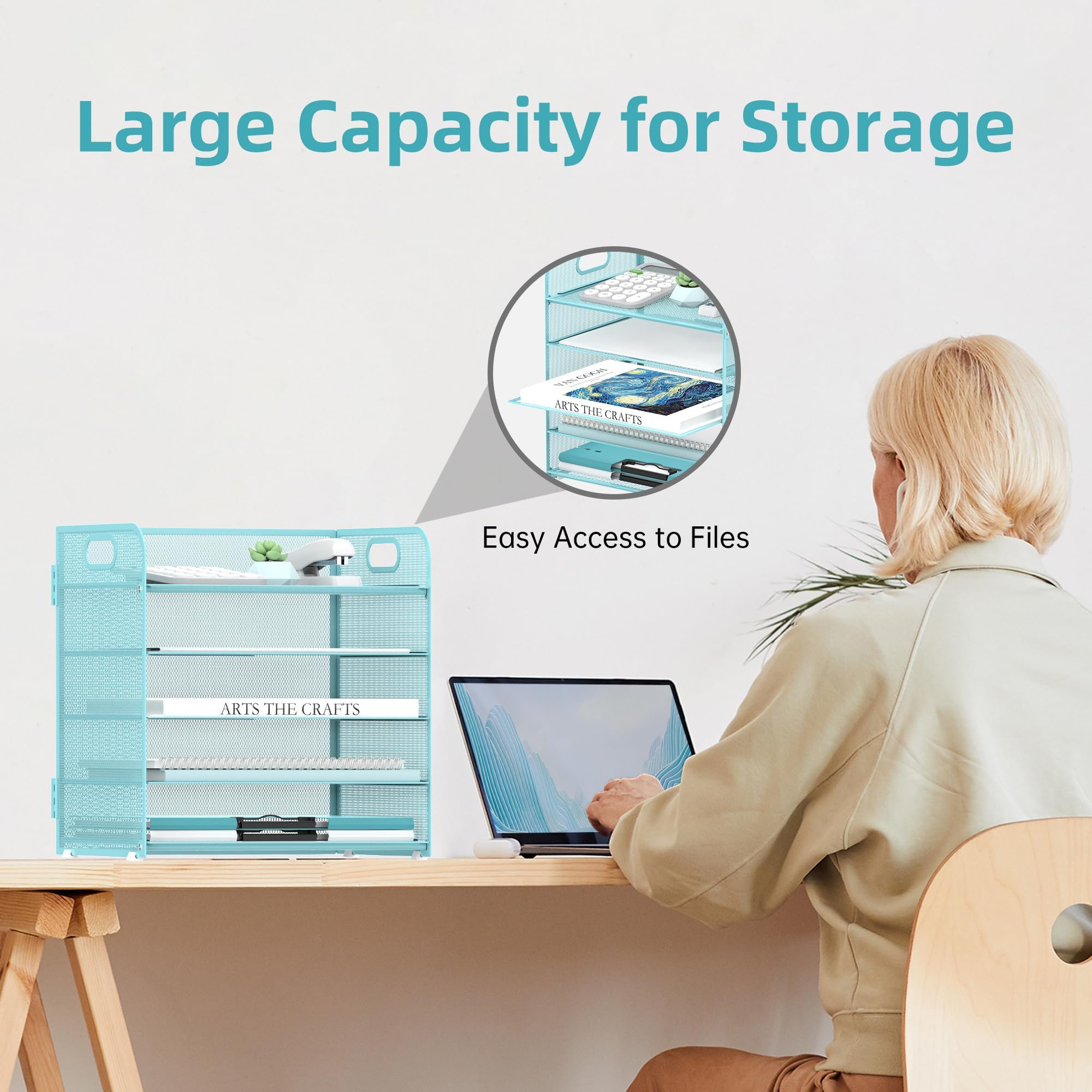 Snapklik.com : 2 Pack 5-Tier Blue Desk Organizer