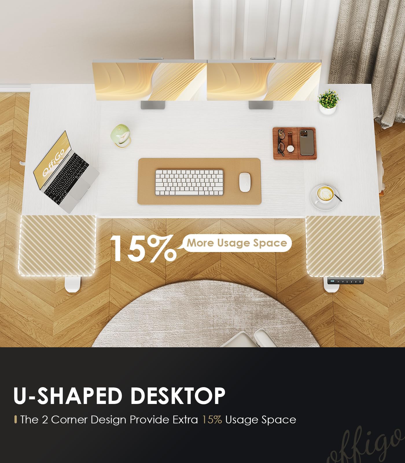 Snapklik.com : U Shaped Electric Standing Desk, 55 Inch Height ...