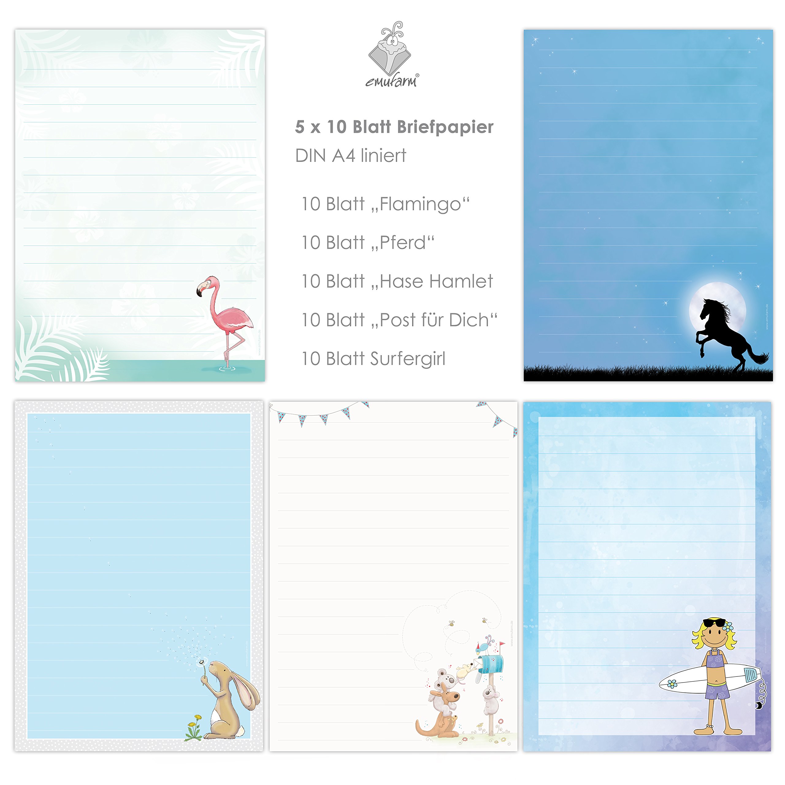 Cute Ruled Letter Paper Mix Pack 5 X 10 Sheets | Desertcart INDIA