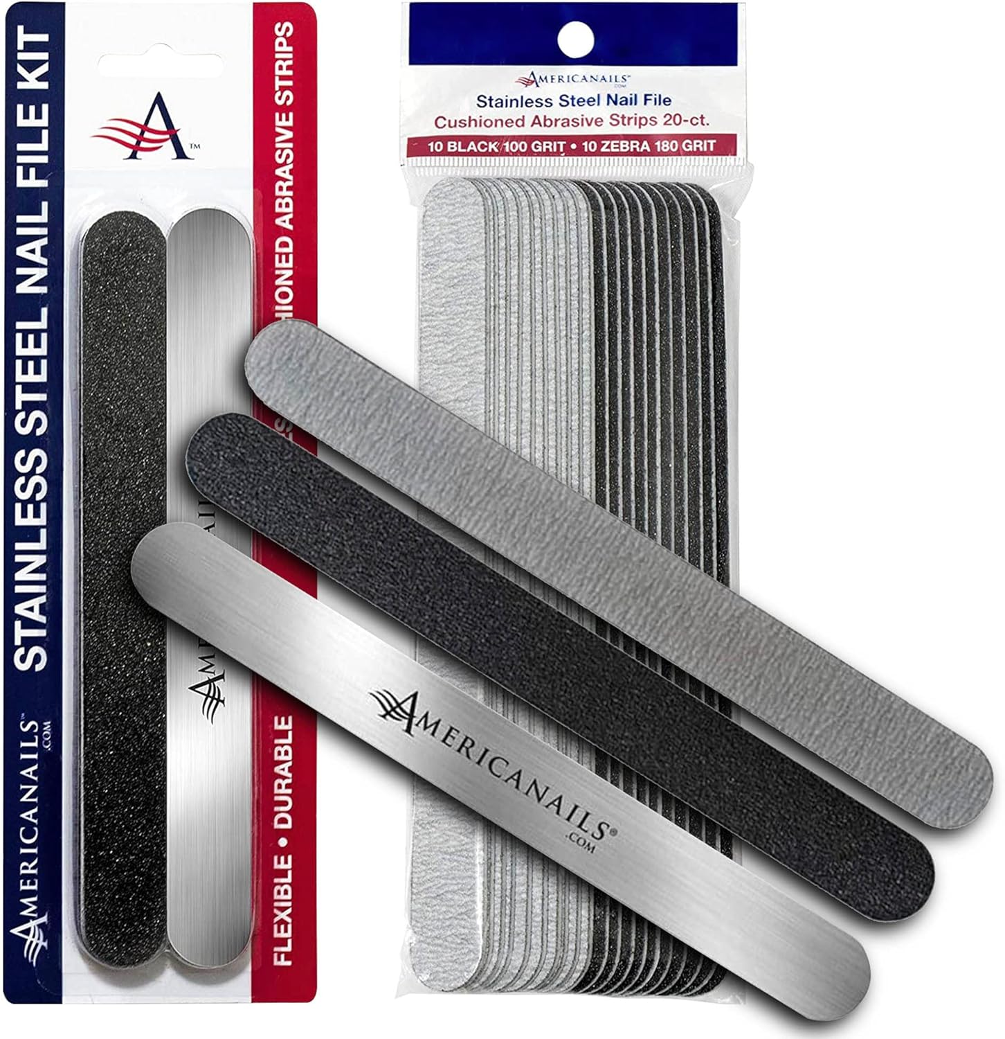 Amazon.com : Stainless Steel Nail File + EasyPeel Nail File Strips 20ct ...