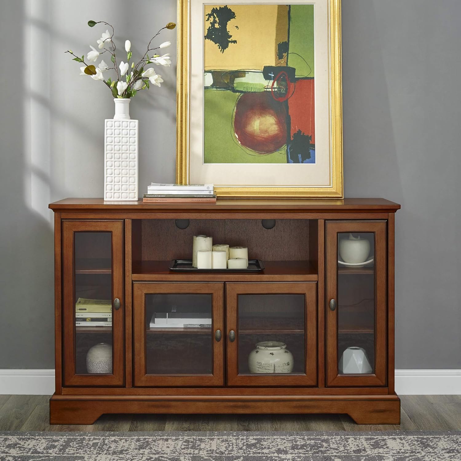 Amazon.com: Romeo 52 Inch Wide Highboy Television Stand in Rustic Brown ...