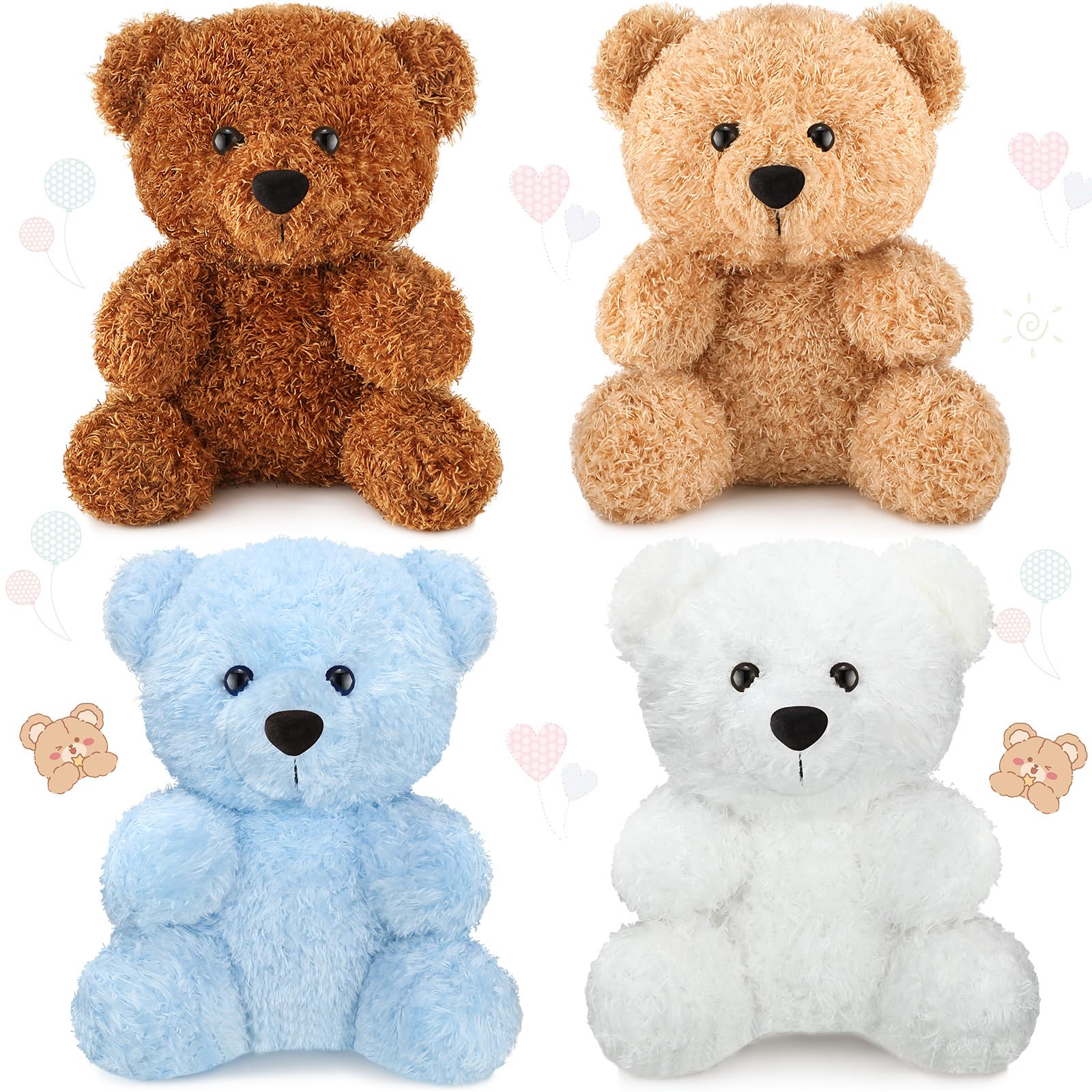 Amazon.com: HyDren 4 Pieces Bear Stuffed Animals 7.8 Inch Plush Bear ...
