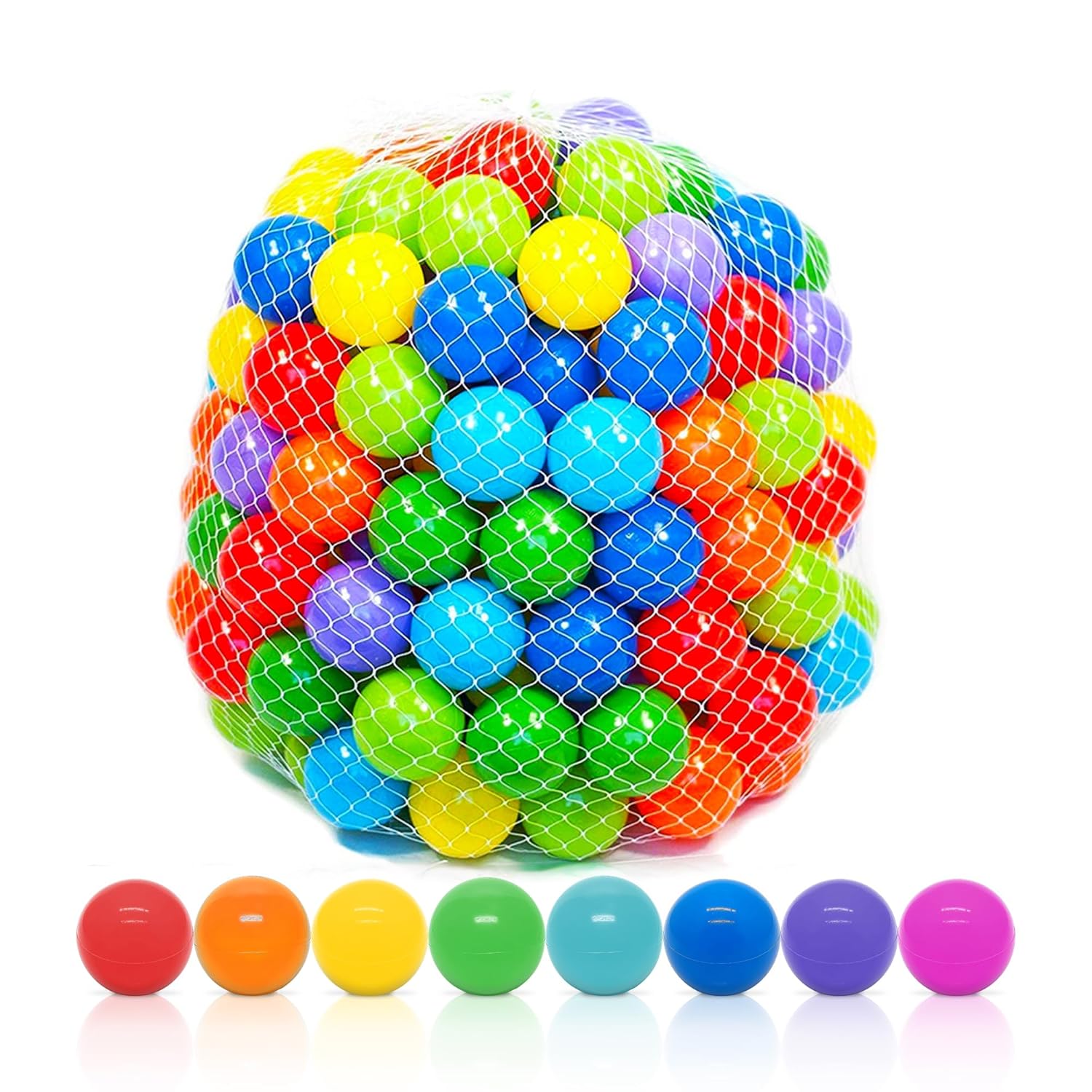 Playz 500 Soft Plastic Mini Play Balls with 8 Vibrant Colors - Crush ...
