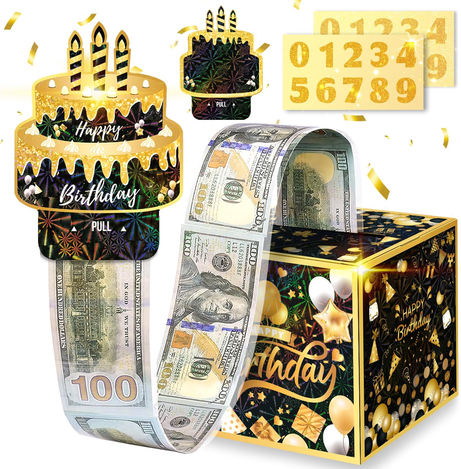 Amazon.com: Birthday Money Box for Cash Gift Pull, Birthday Money Box ...
