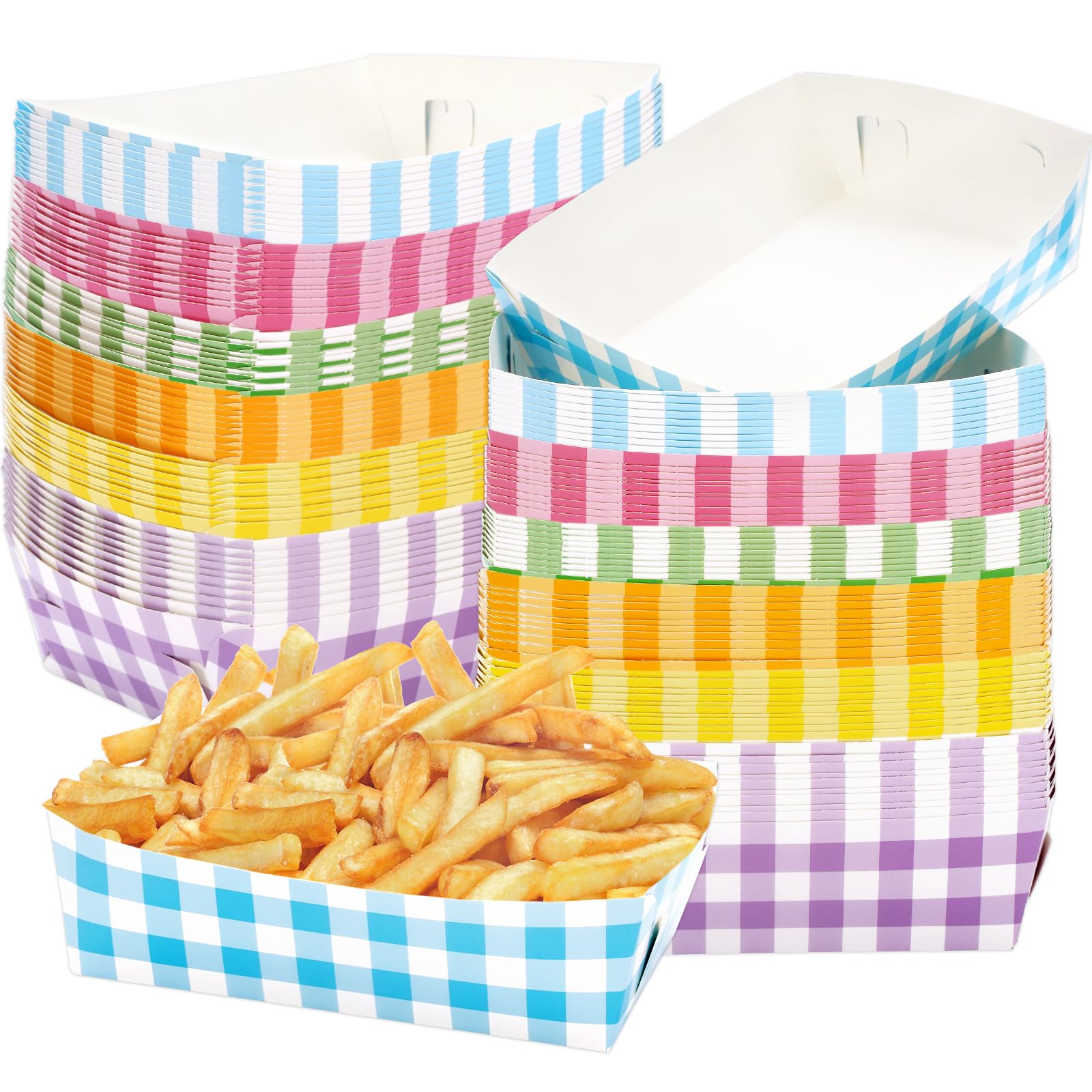 Amazon.com: AnyDesign 120Pcs Plaid Paper Food Trays 6 Colors Disposable ...