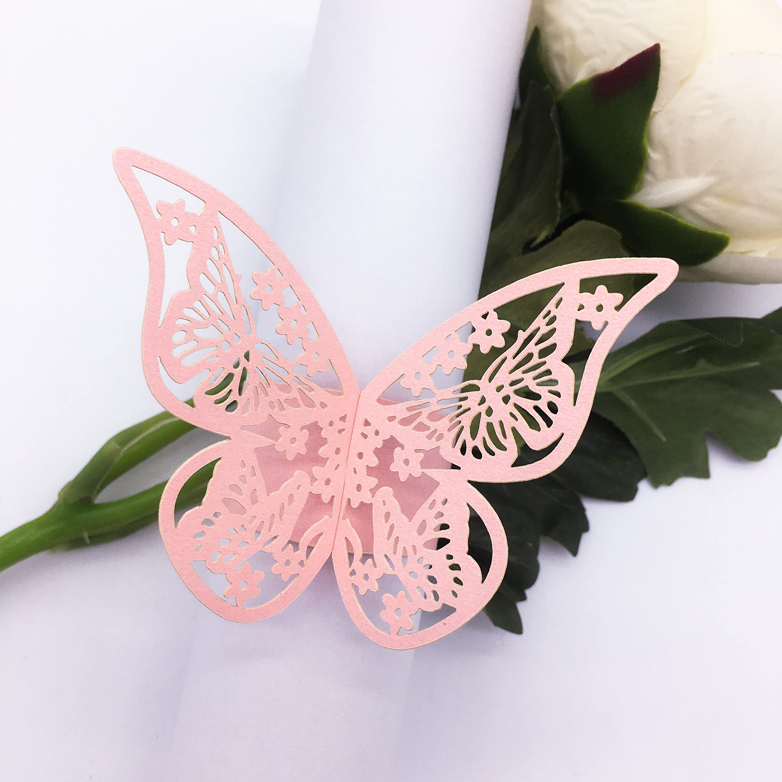 Pink Butterfly Napkin Rings MORGIANA 50 Pieces Butterfly Paper Napkin