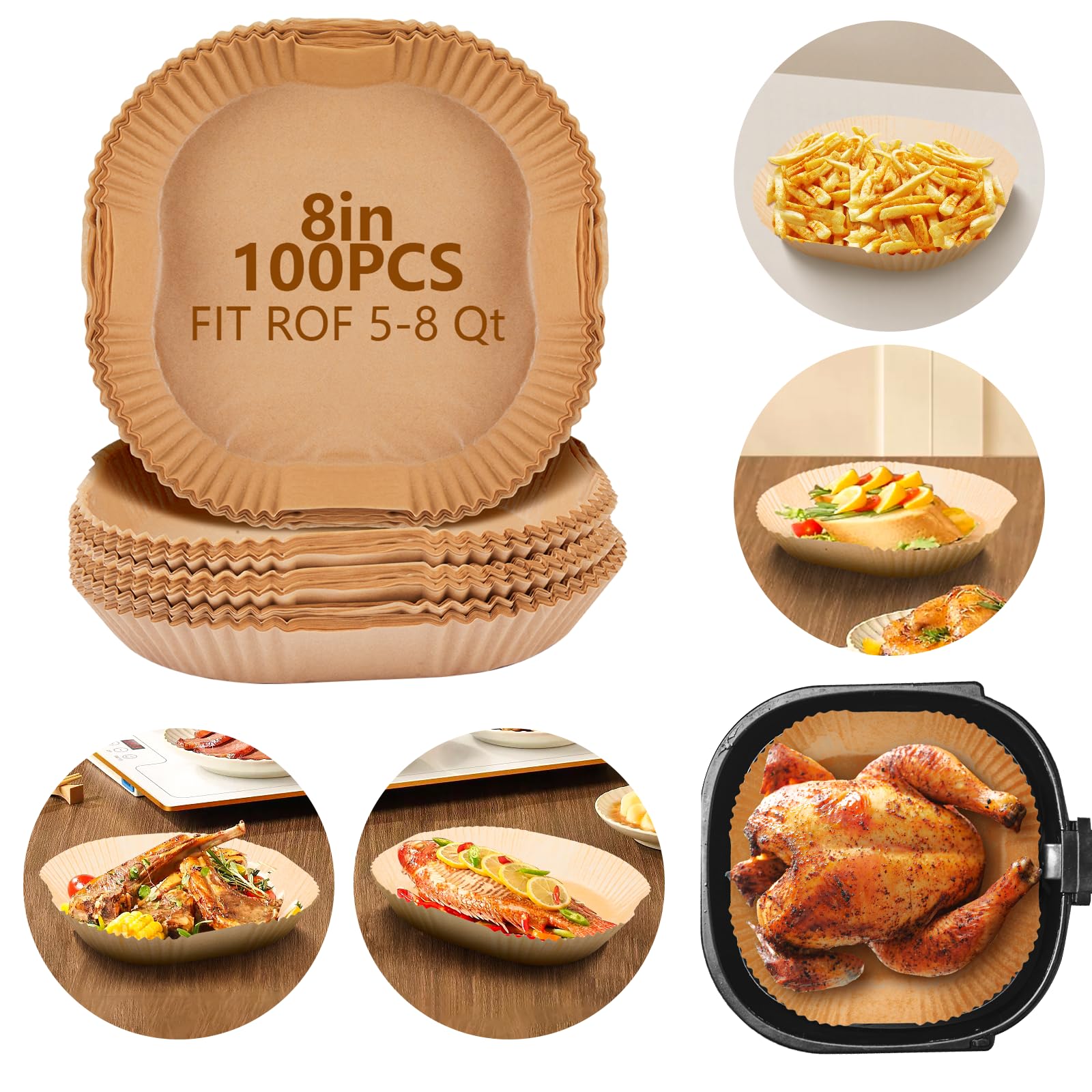 Parchment Paper For Air Fryer 250 Pcs Air Fryer Liners For Ninja, Round ...