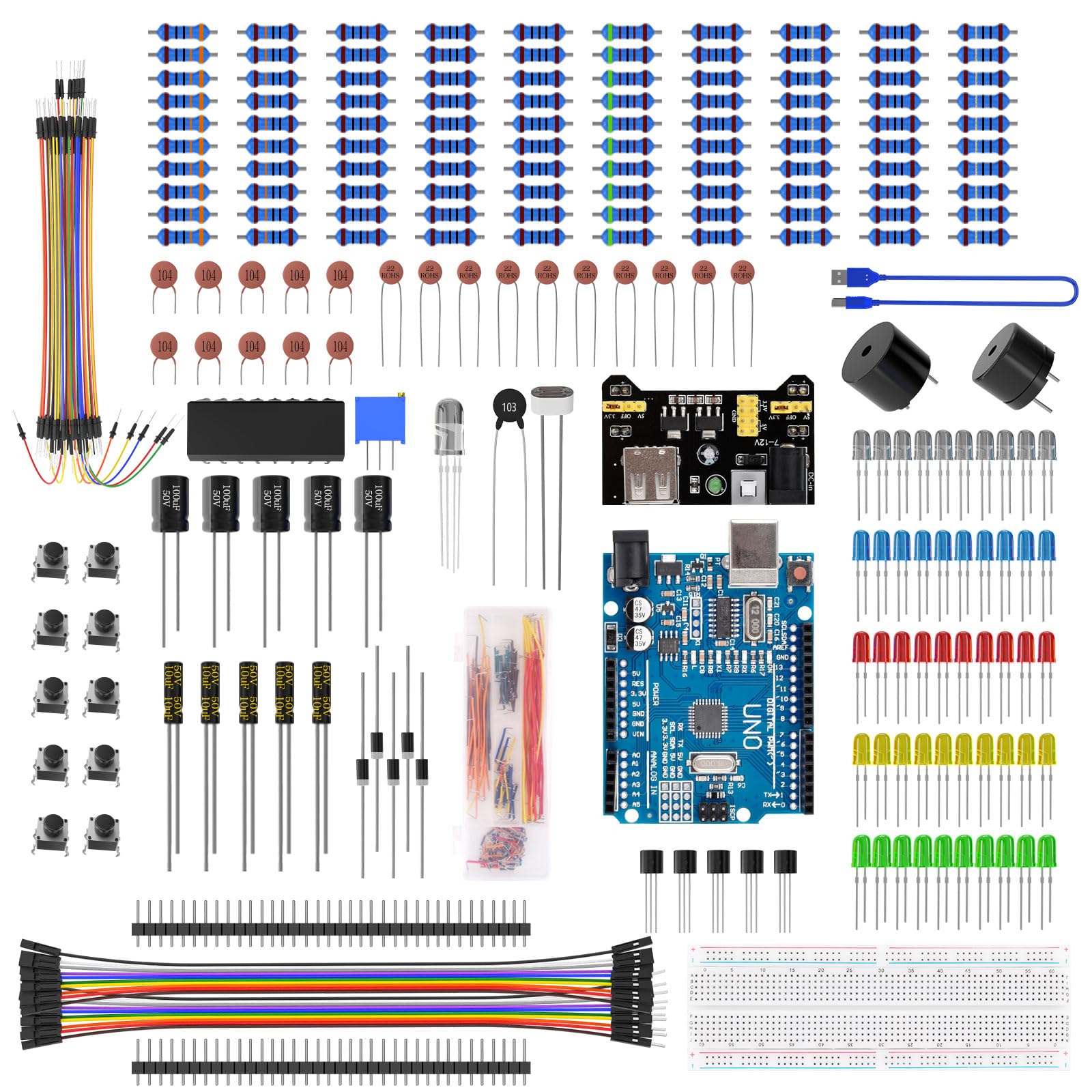 OCCULO Kit de Electronica, Protoboard, Potenciómetro, Cable de Puente ...