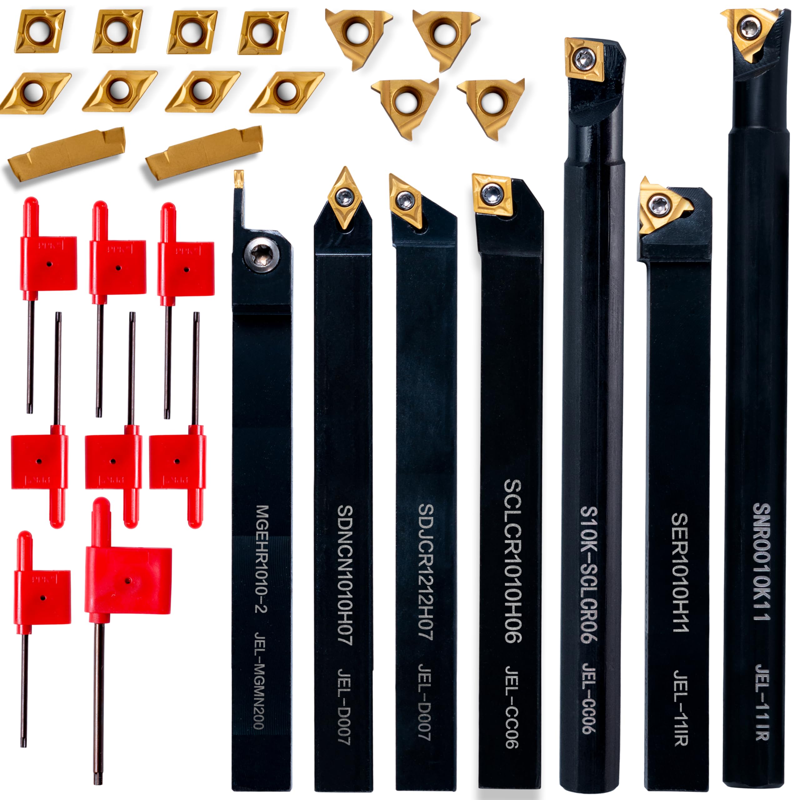 Lathe Threading Tool Bit Set 21pcs - 7pcs 3/8" Turning Holder Boring ...
