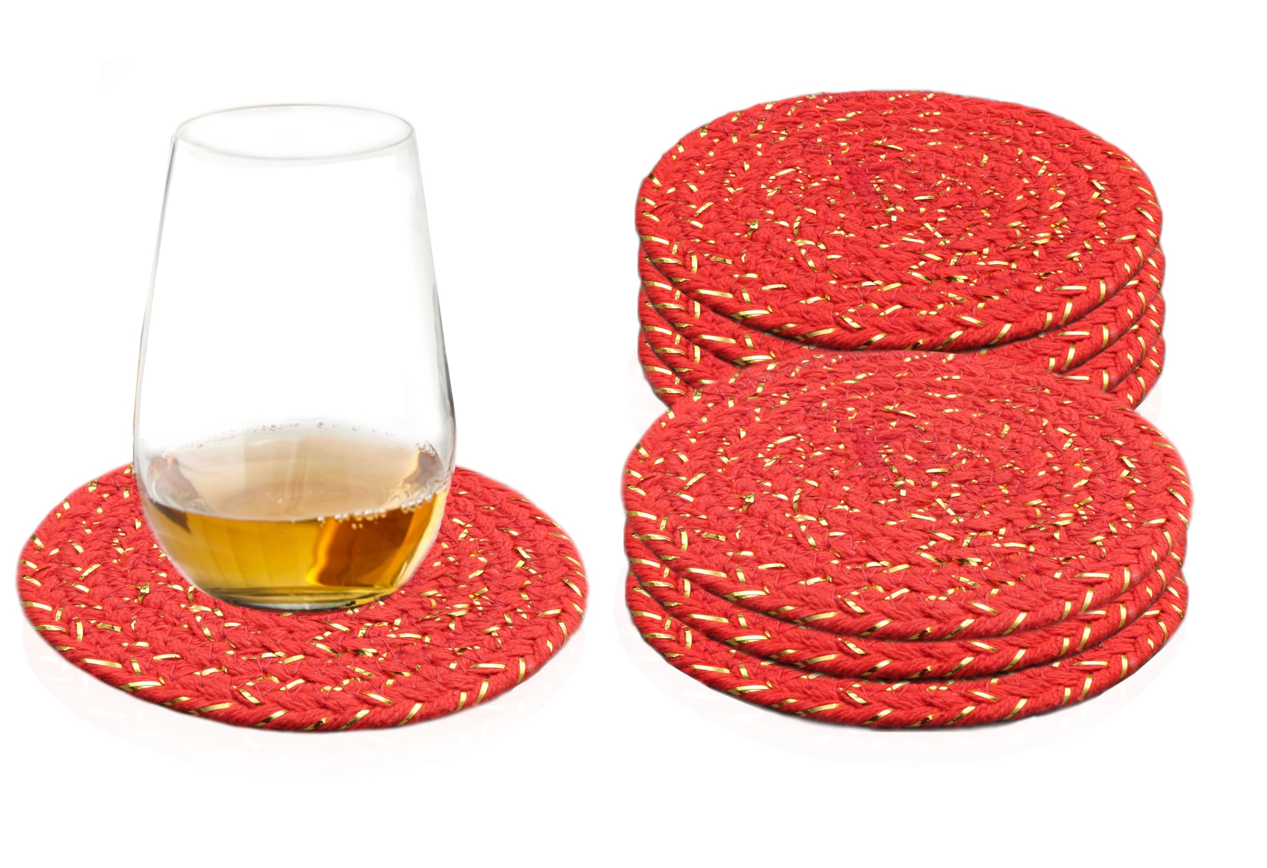 Amazon.com: COTTON CRAFT Glitz Handmade Coasters - Set of 8 Cotton ...