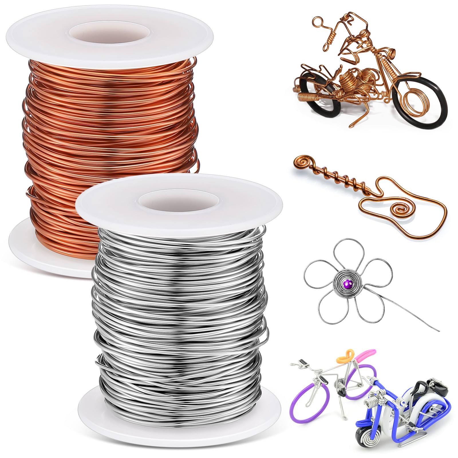 Snapklik.com : Yaocom 300 Ft 2 Rolls 18 Gauge Copper Wire Silver And ...