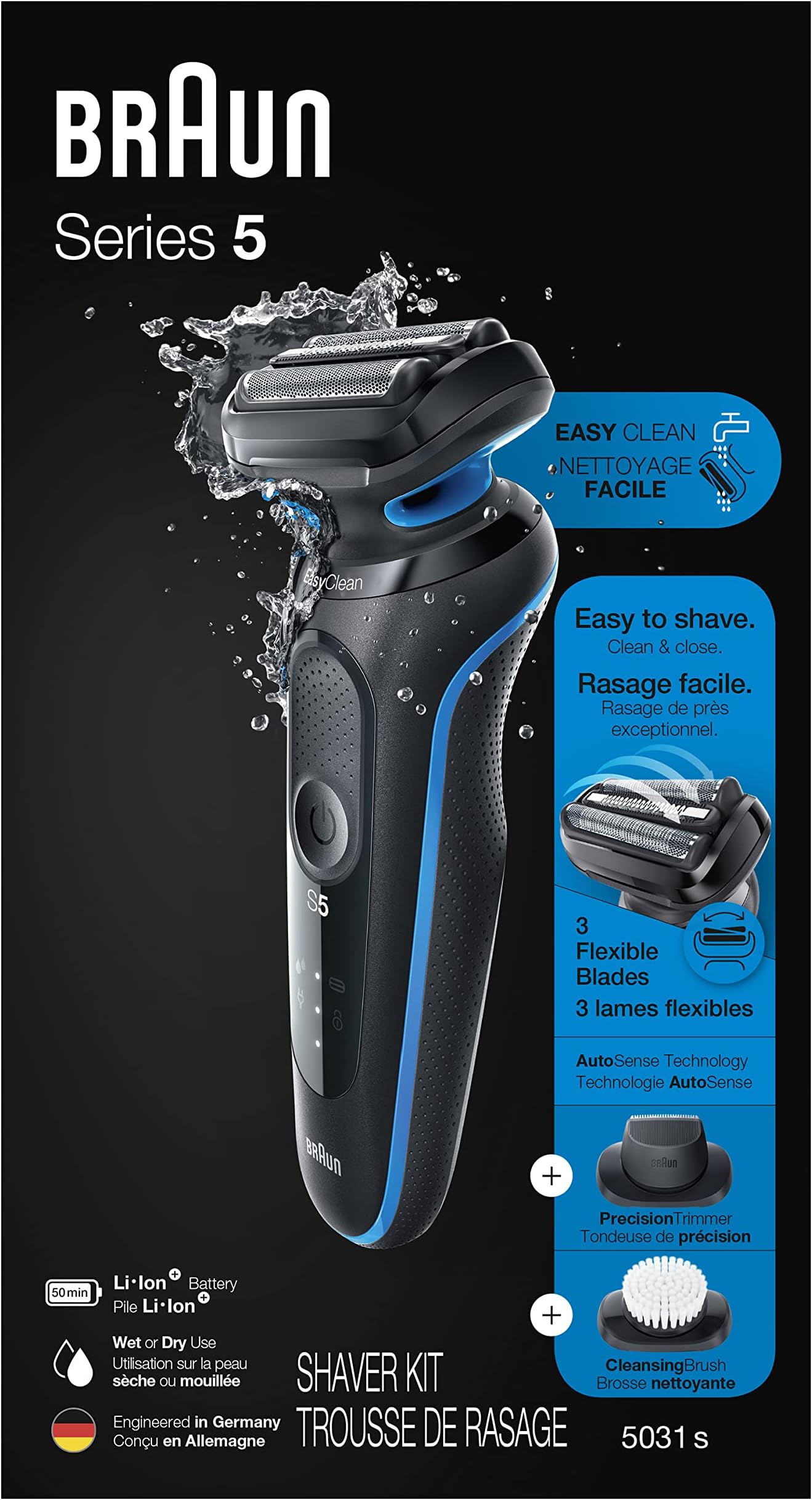Amazon.com: Braun Electric Razor for Men Foil Shaver, Rechargeable ...