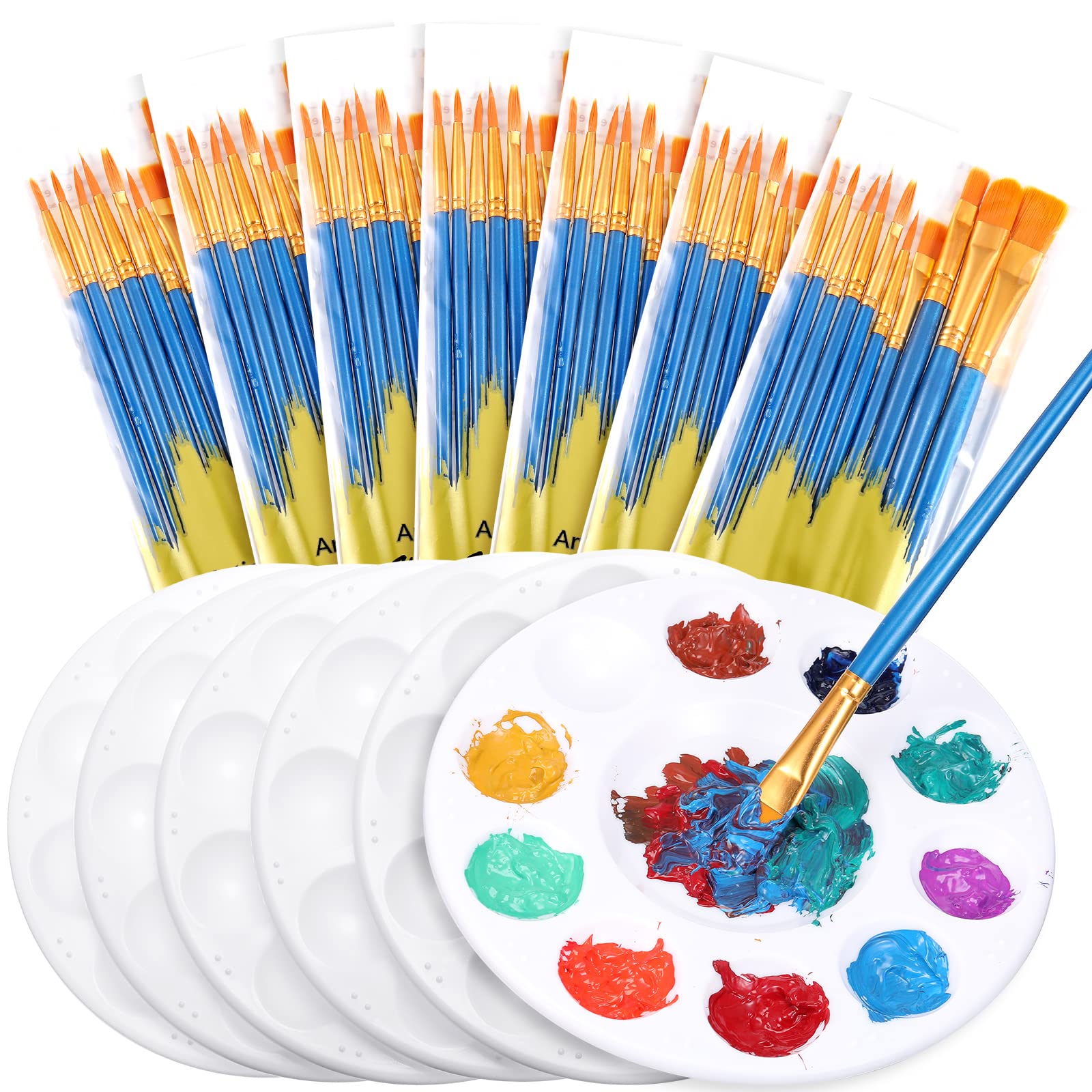 Amazon.com: 198 Pcs Paint Brush Palette Set, 180 Pcs Brushes and 18 Pcs ...