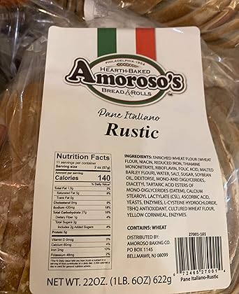 Amazon.com: Amoroso's Pure Italiano Rustic Sliced Bread- Pack of 2 ...