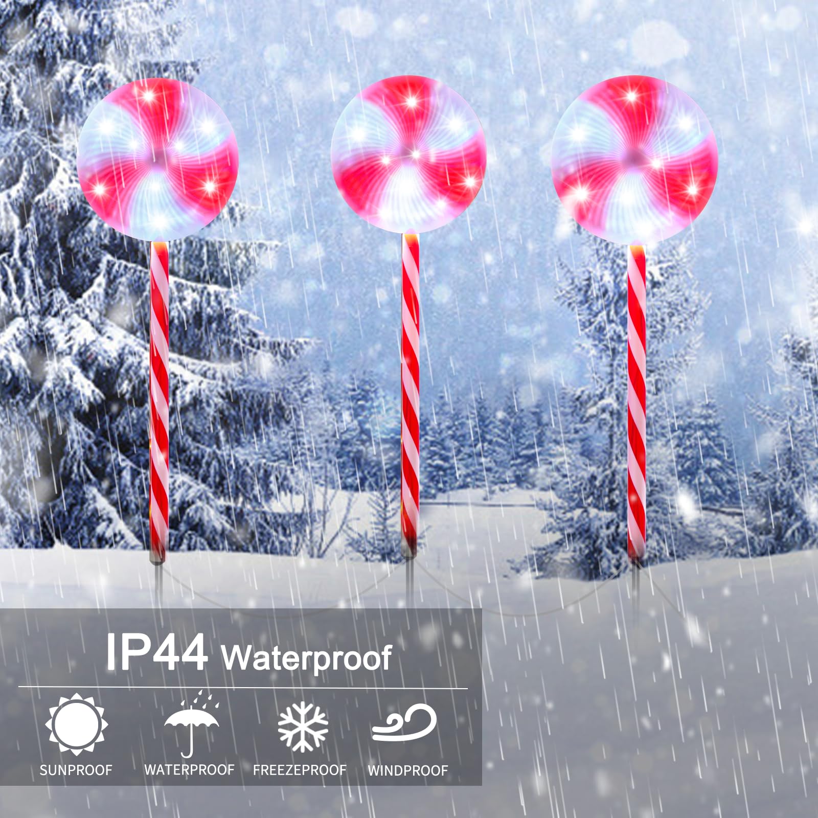 Outdoor Pathway Lollipops 24 Pack Upgraded Solar Christmas Candy Cane