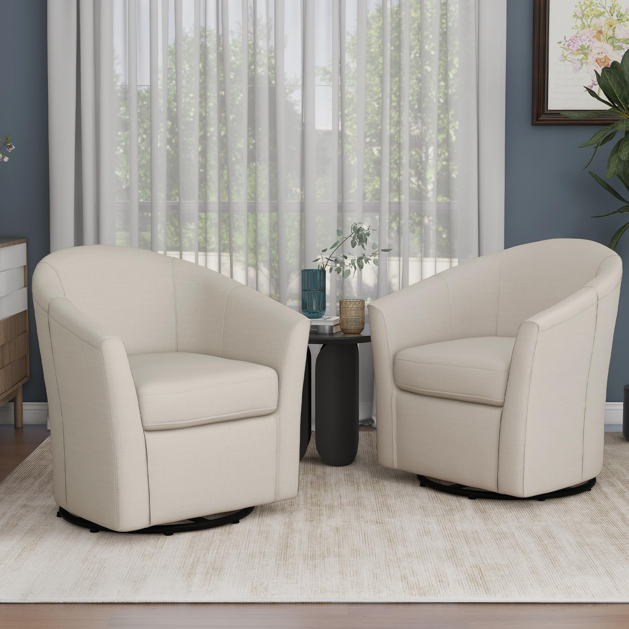 Amazon.com: UIXE 360° Swivel Barrel Accent Chairs Set of 2, Modern ...