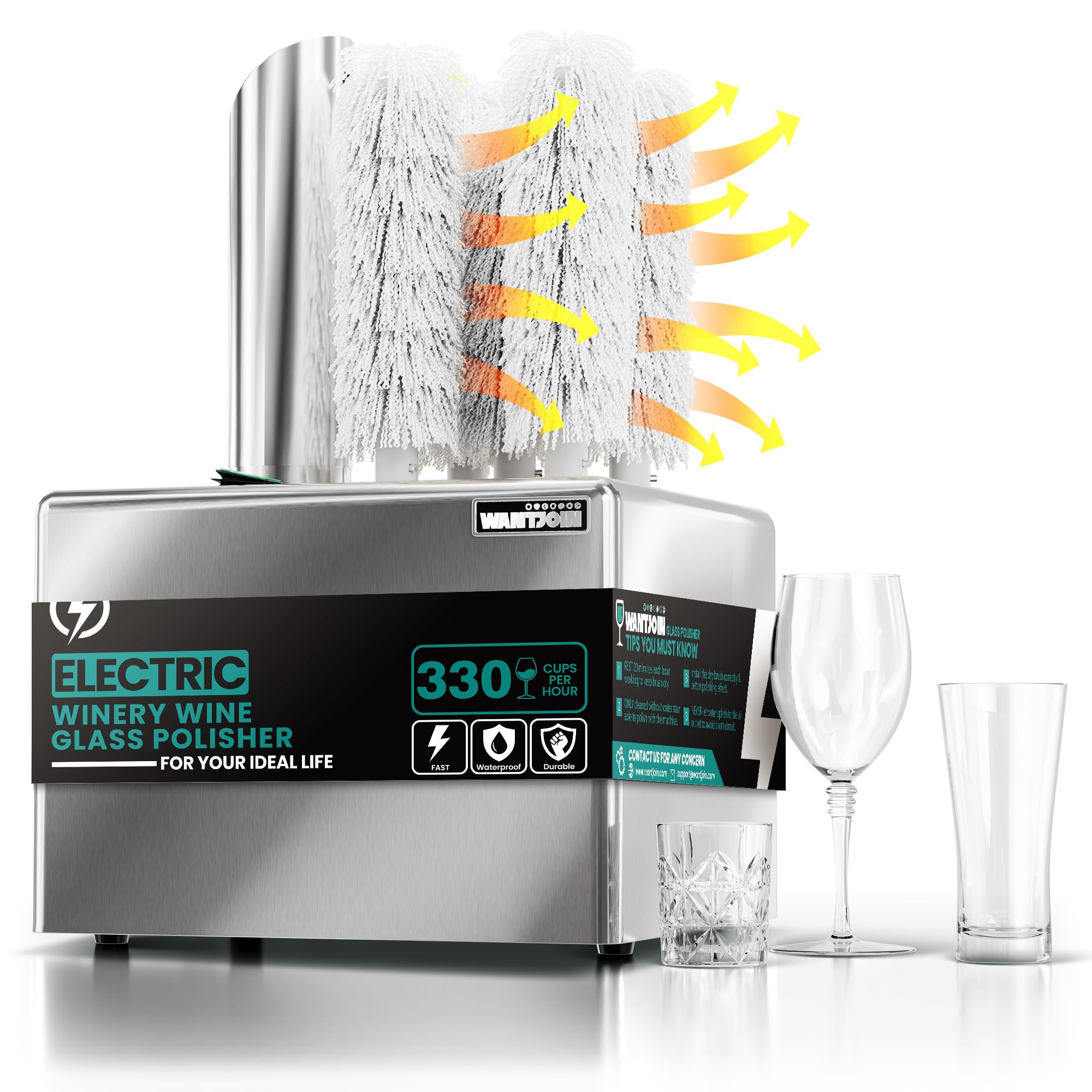 Snapklik.com : WantJoin Wine Glass Polisher Machine - 5 Brushes 330 ...