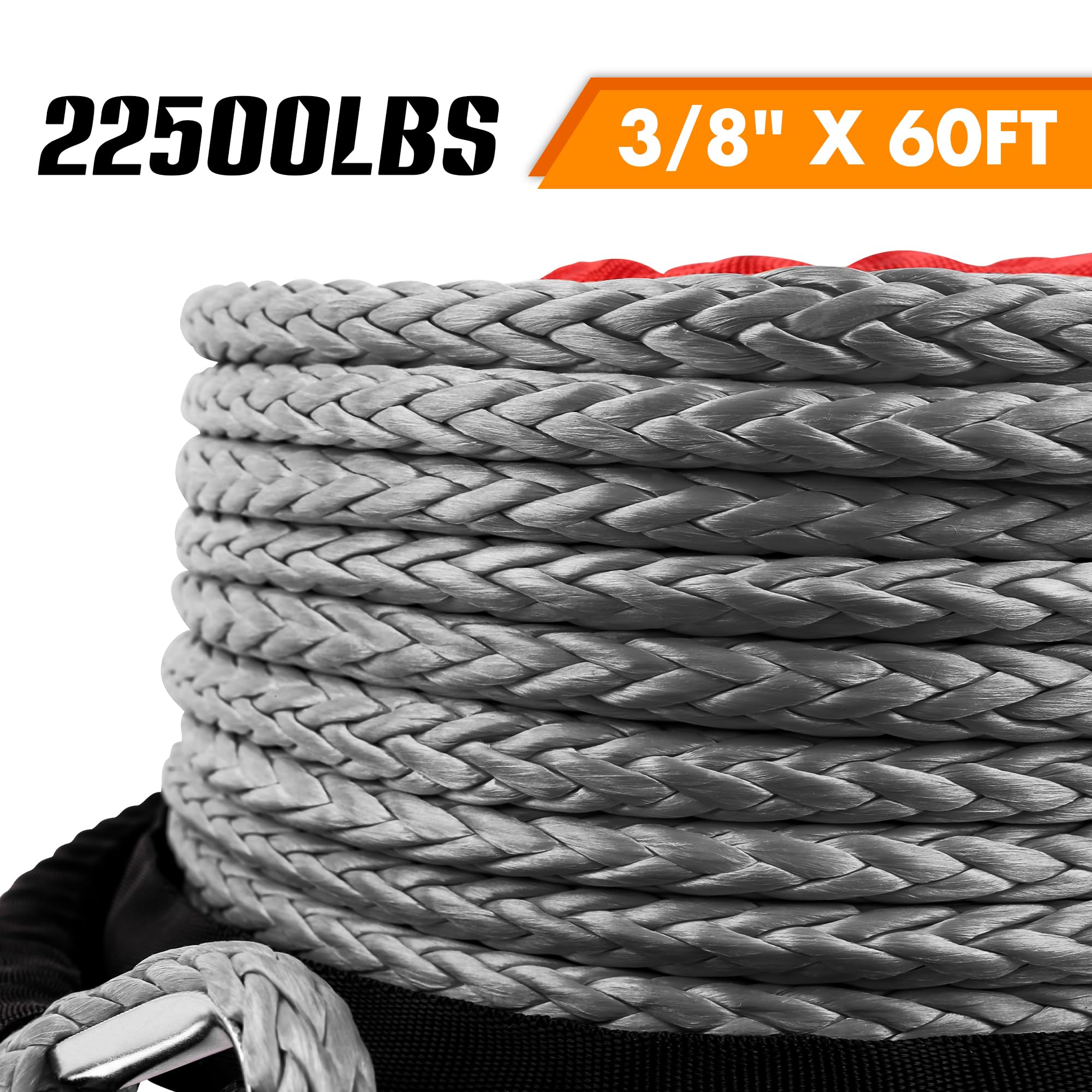 Snapklik.com : Synthetic Winch Rope 3/8" X 60ft Dyneema 12 Strand Winch ...