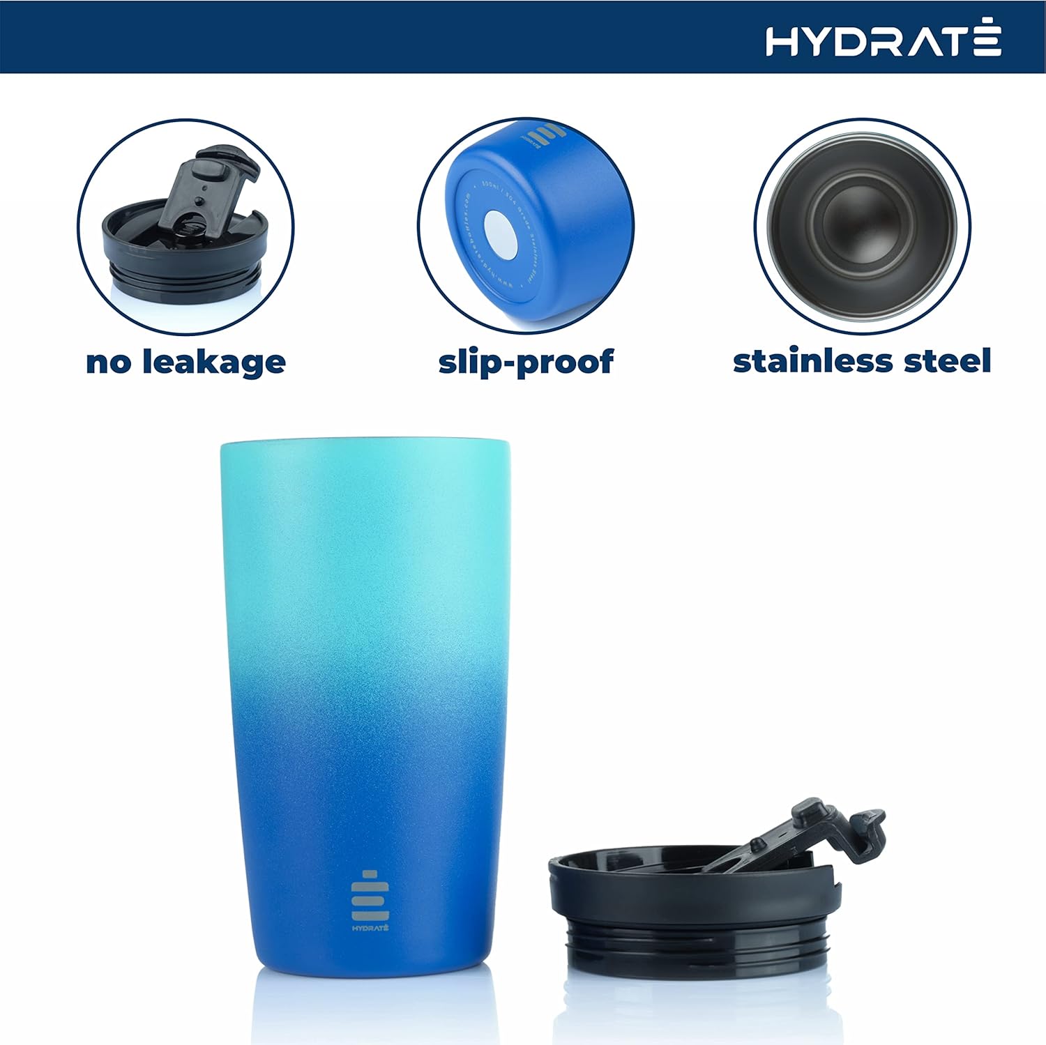 HYDRATE Travel Mugs, Reusable Coffee Cups with Leak-Proof Lid, Multiple ...