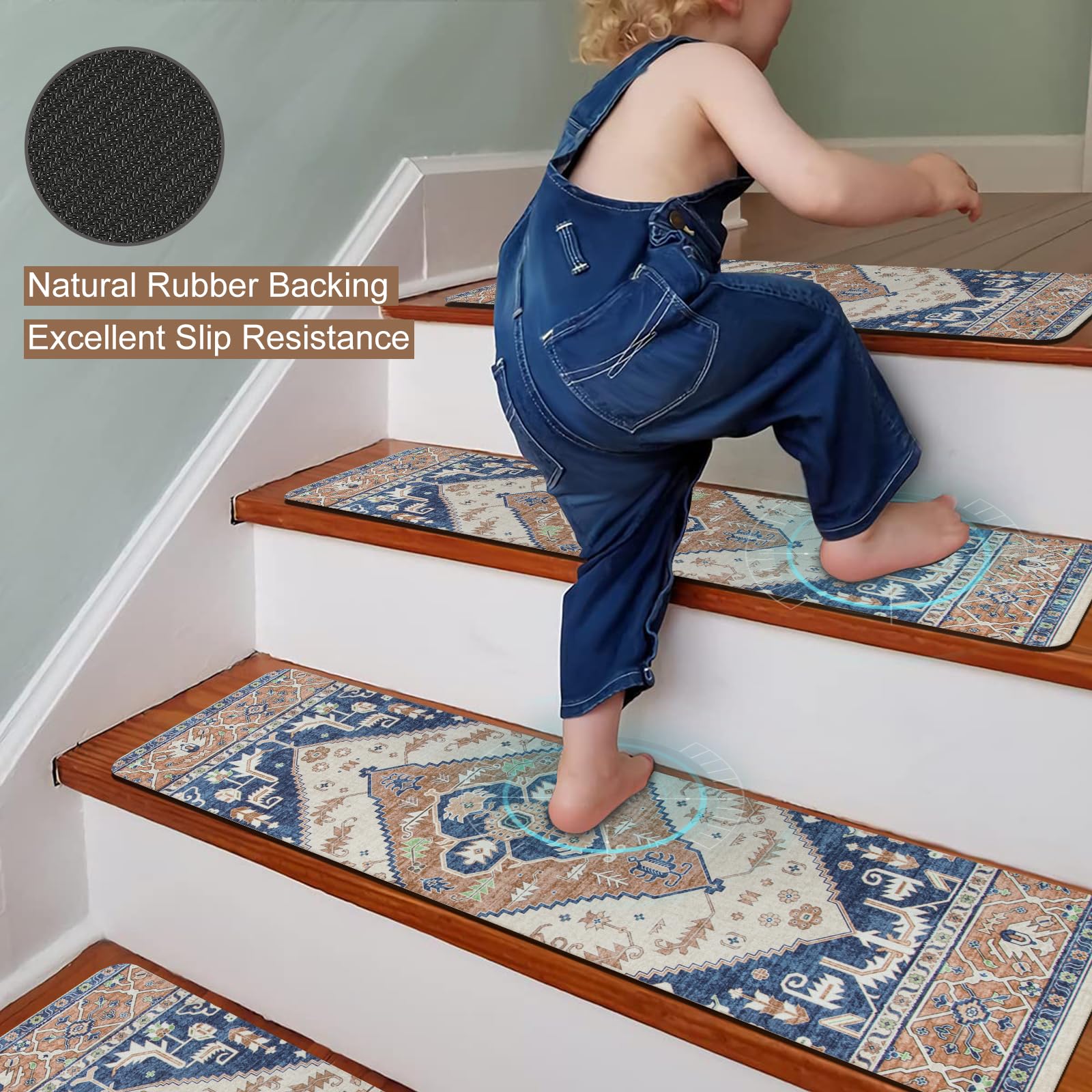 Snapklik.com : OJIA Non Slip Stair Treads, Rubber Backing Stair Runners ...