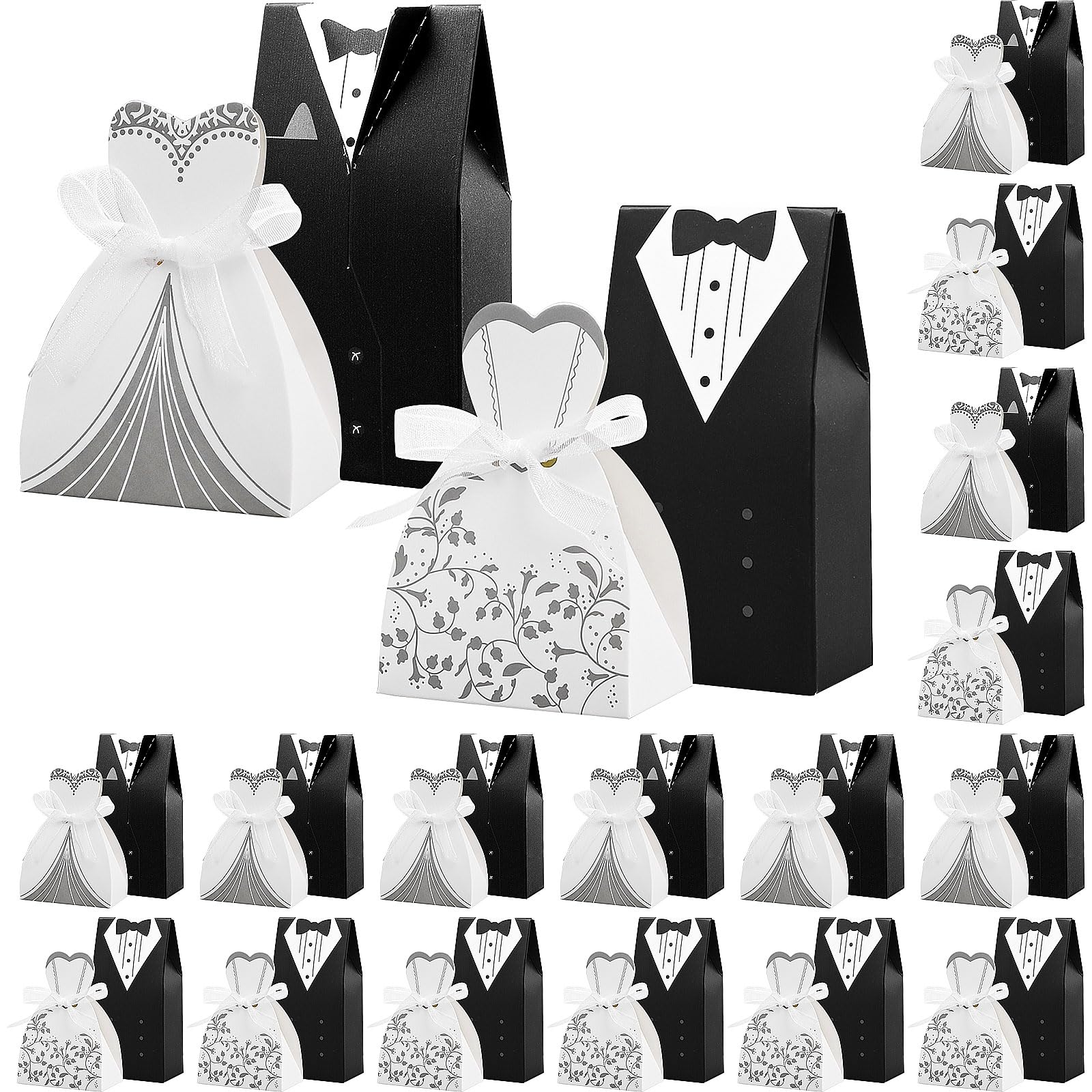100Pcs Wedding Party Favor Boxes, Bride and Groom Candy Boxes ...