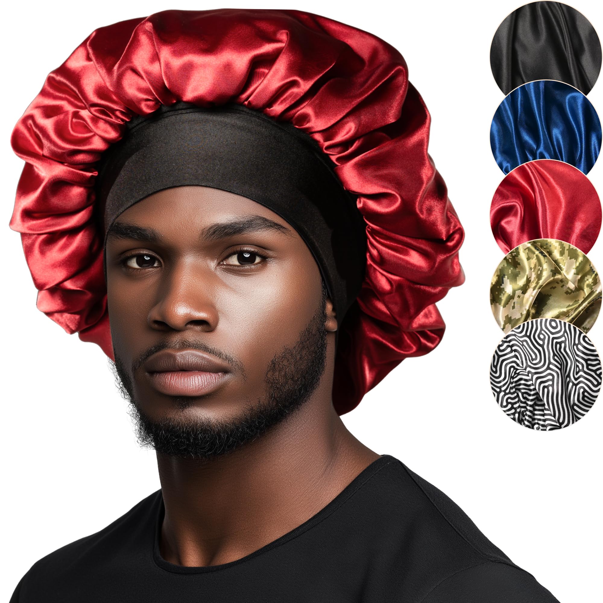 Amazon.com : Niagara Satin Bonnet Men - Red Bonnet for Sleeping Men ...