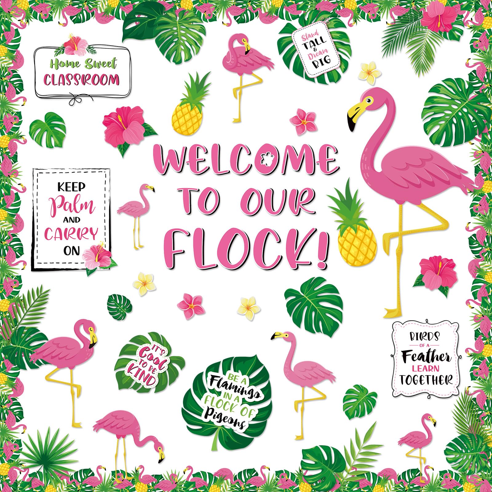 Snapklik.com : Flamingo Bulletin Board Set Pink Flamingo Classroom ...