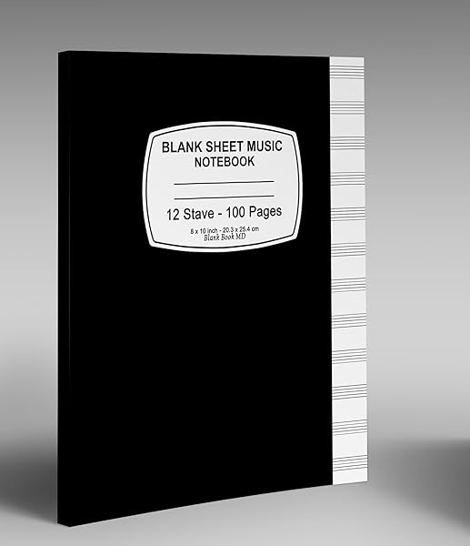 Blank Sheet Music Notebook: Black Cover, Music Manuscript Paper,Staff ...