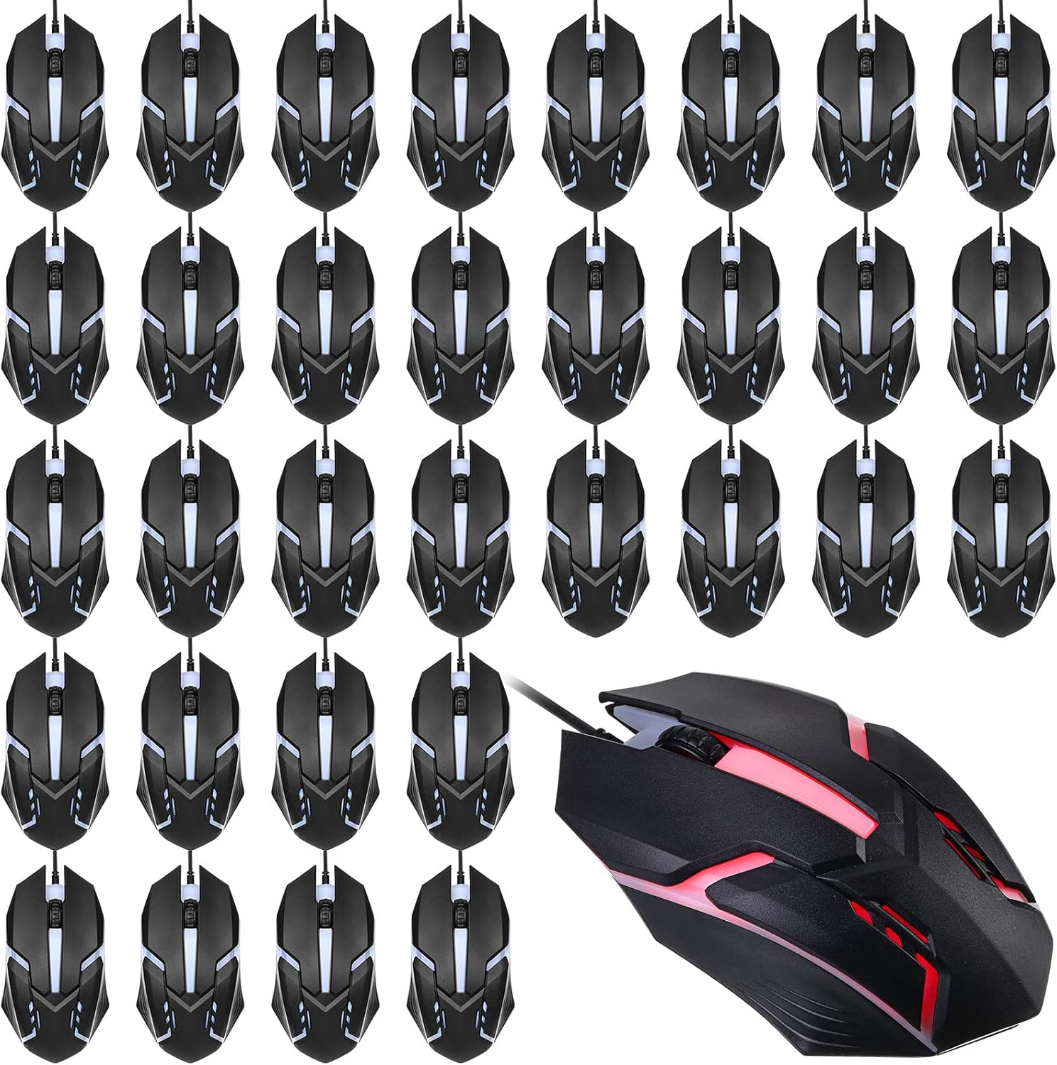 Amazon.com: Sratte 30 Pack Black USB Wired Mouse Bulk 1200 DPI RGB ...