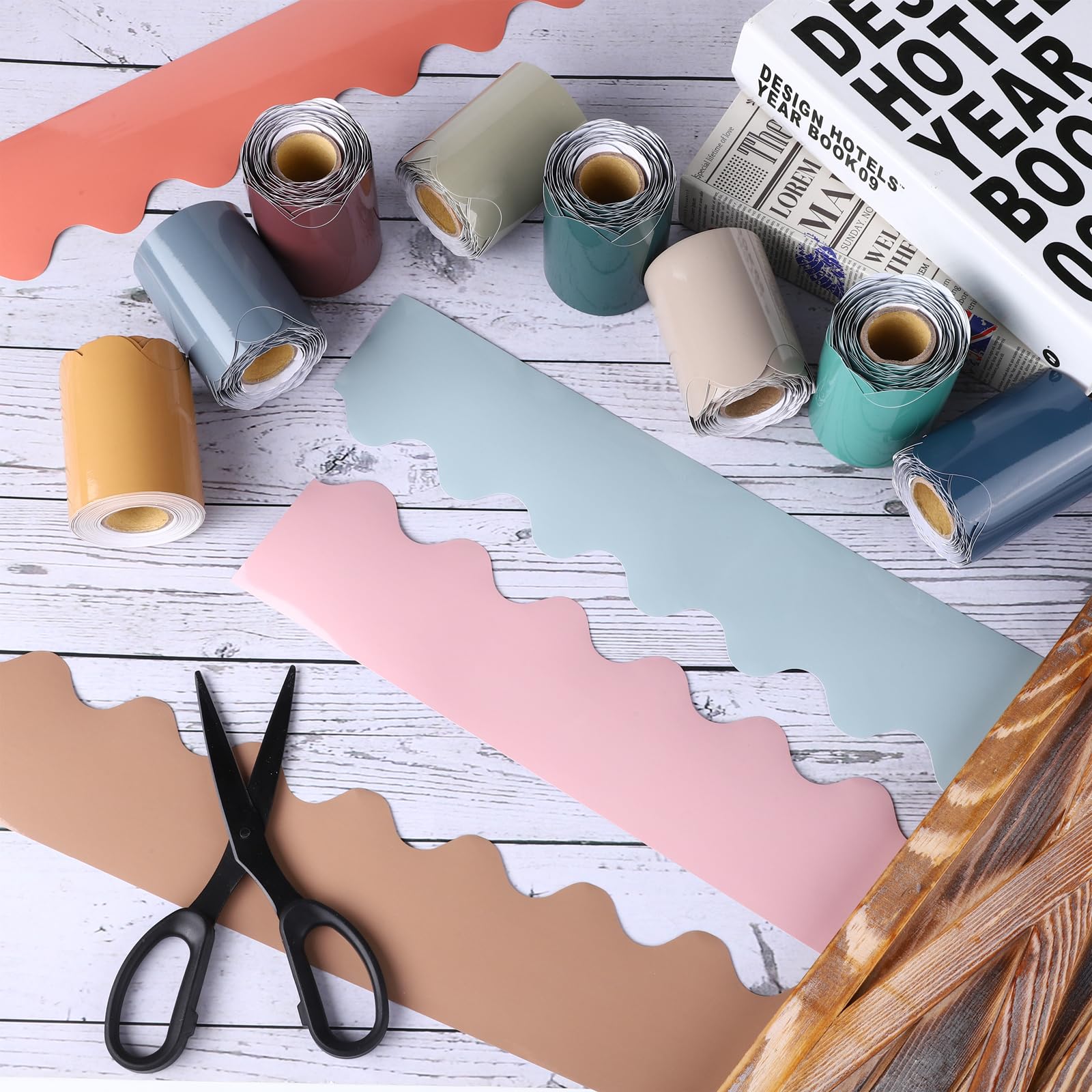 Snapklik.com : Elcoho 12 Rolls 393.6 Feet Scalloped Bulletin Board ...