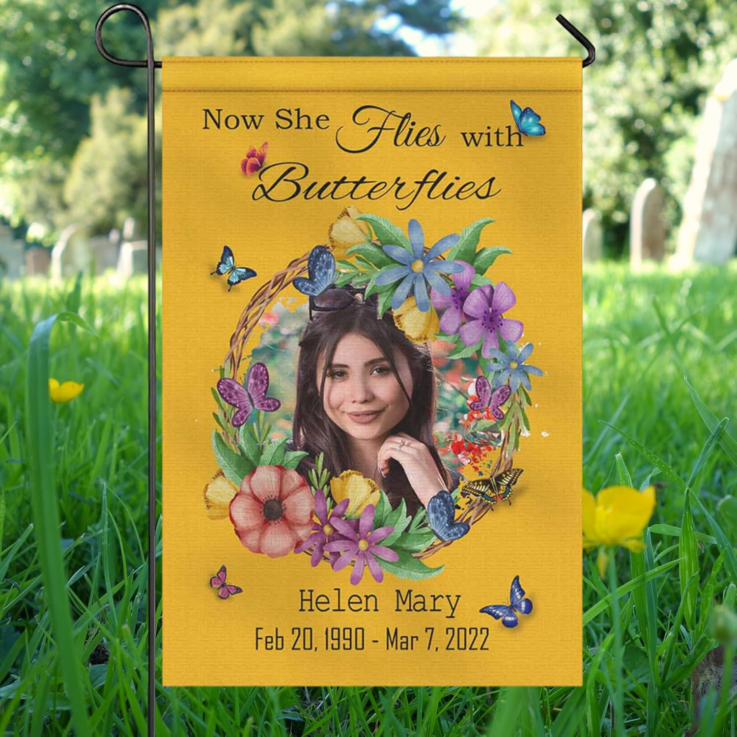 Amazon.com : Custom Memorial Flags for Graves, Personalized Photo Name ...