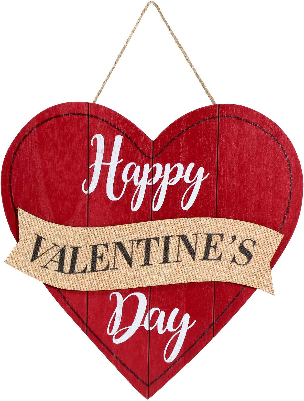 Amazon.com : Jetec Happy Valentine's Day Sign Red Heart Wooden Sign ...