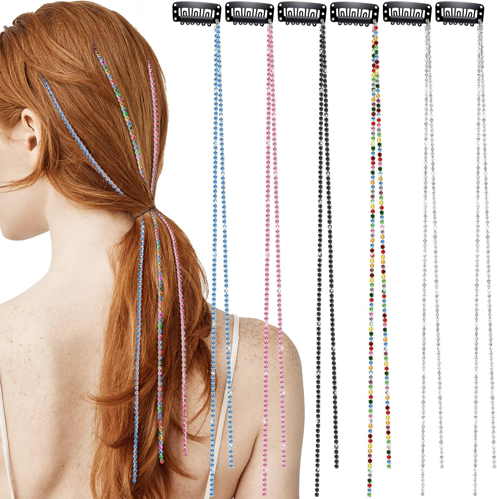 Amazon.com : Chunyin Rhinestone Hair Chains Rhinestone Hair Accessories ...