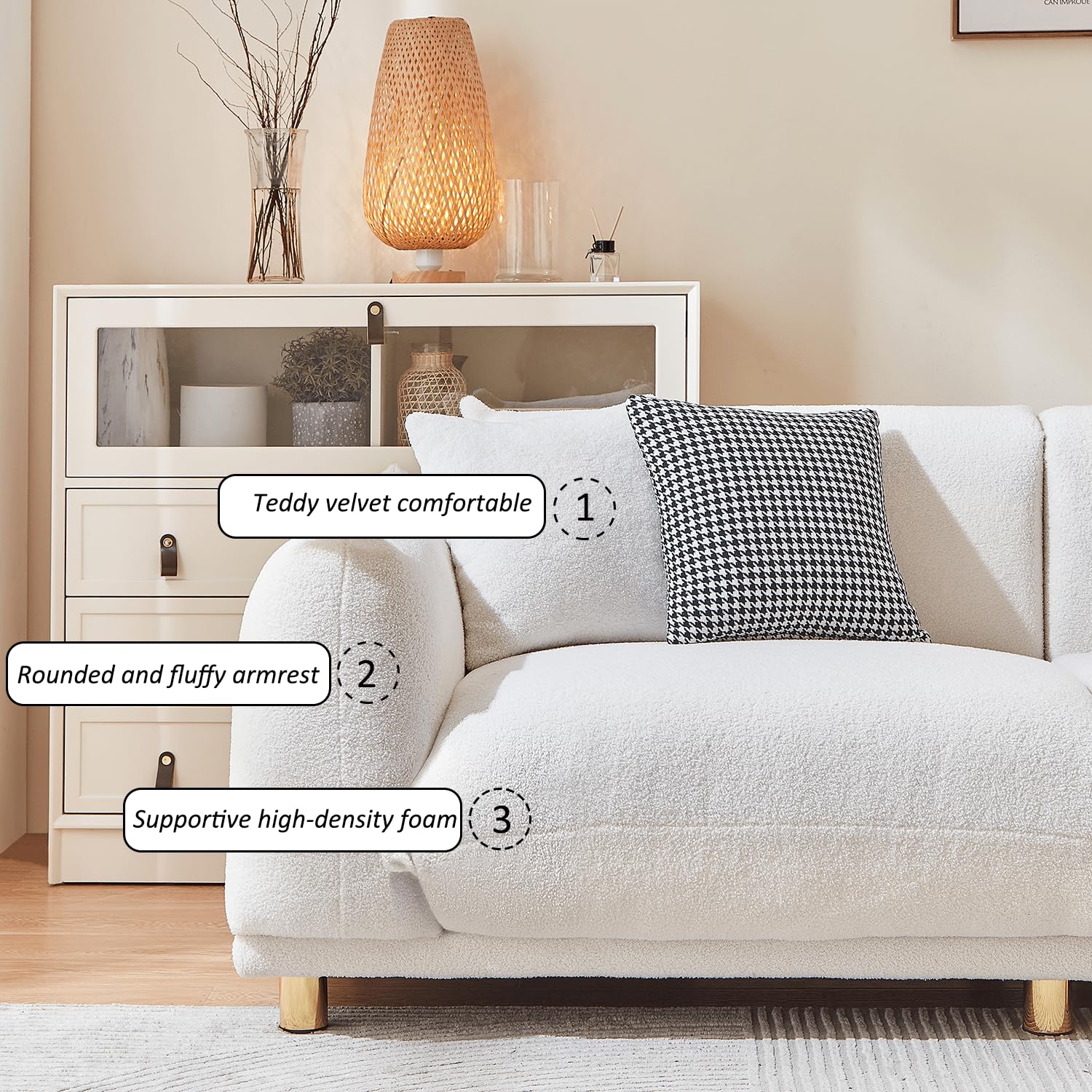 Hison Sherpa Teddy Fabric Deep Seat Sofa 87'' Comfy Couch for Living ...