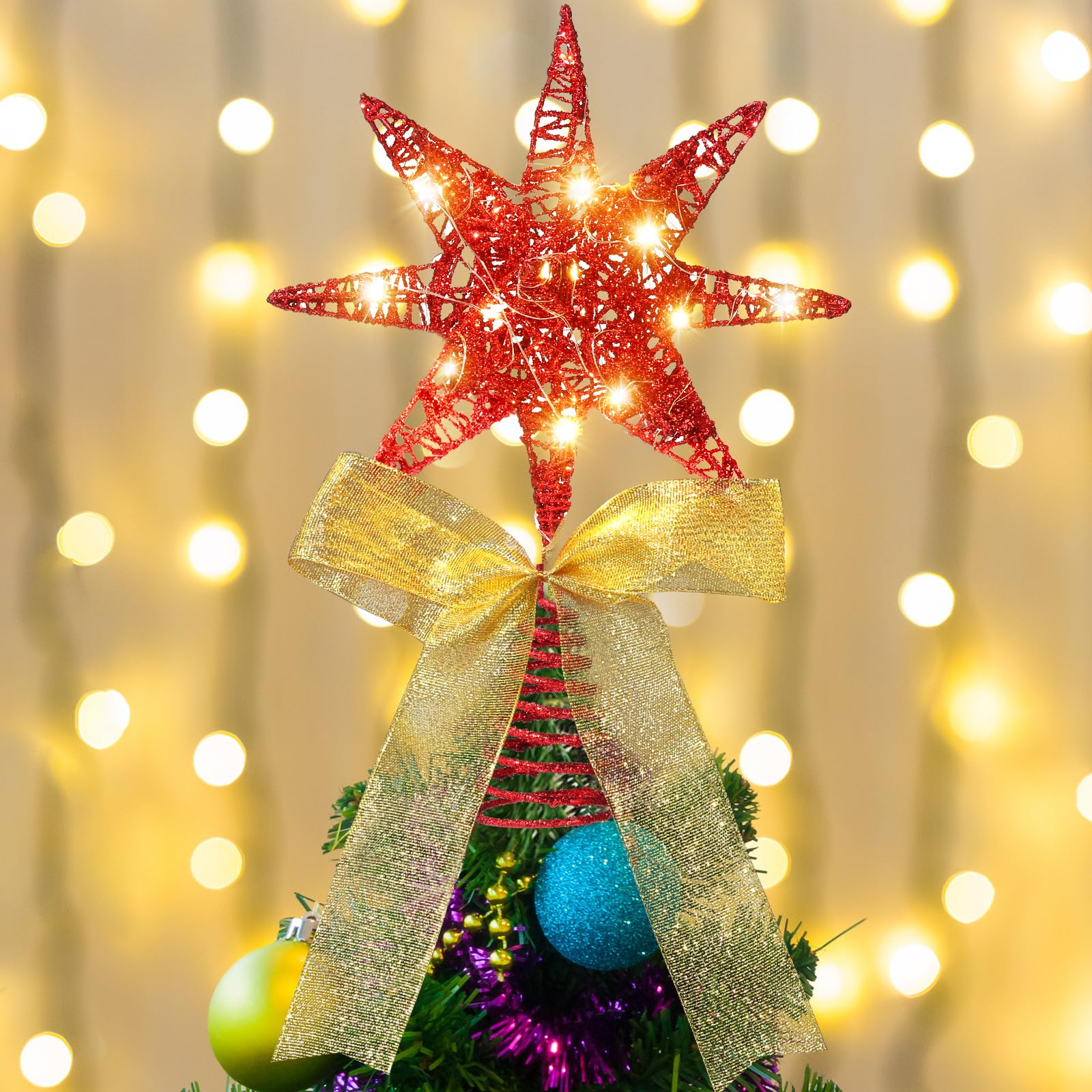 Amazon.com: Christmas Star Tree Topper 3D Tree Topper with Led Light ...