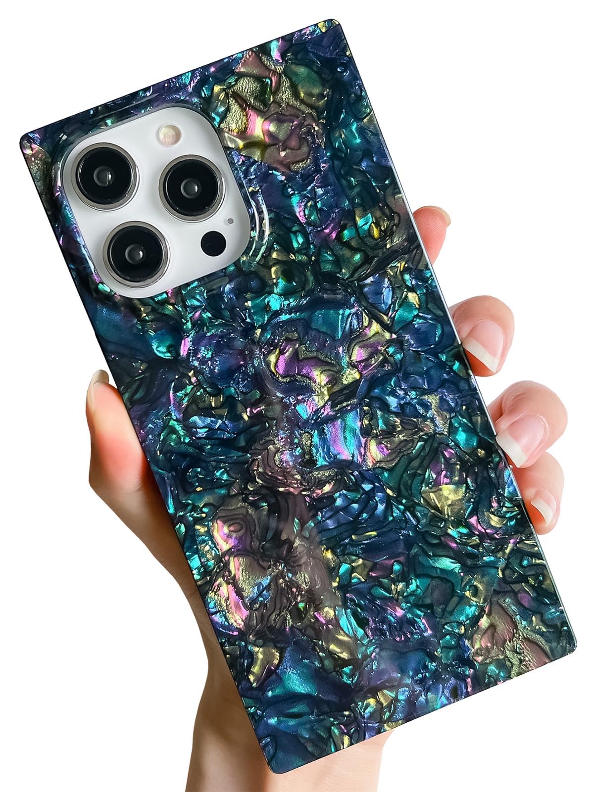 KERZZIL Elegent Pearl Pattern Compatible with iPhone Rectangle Edge Case, Slim Soft TPU Silicone ...