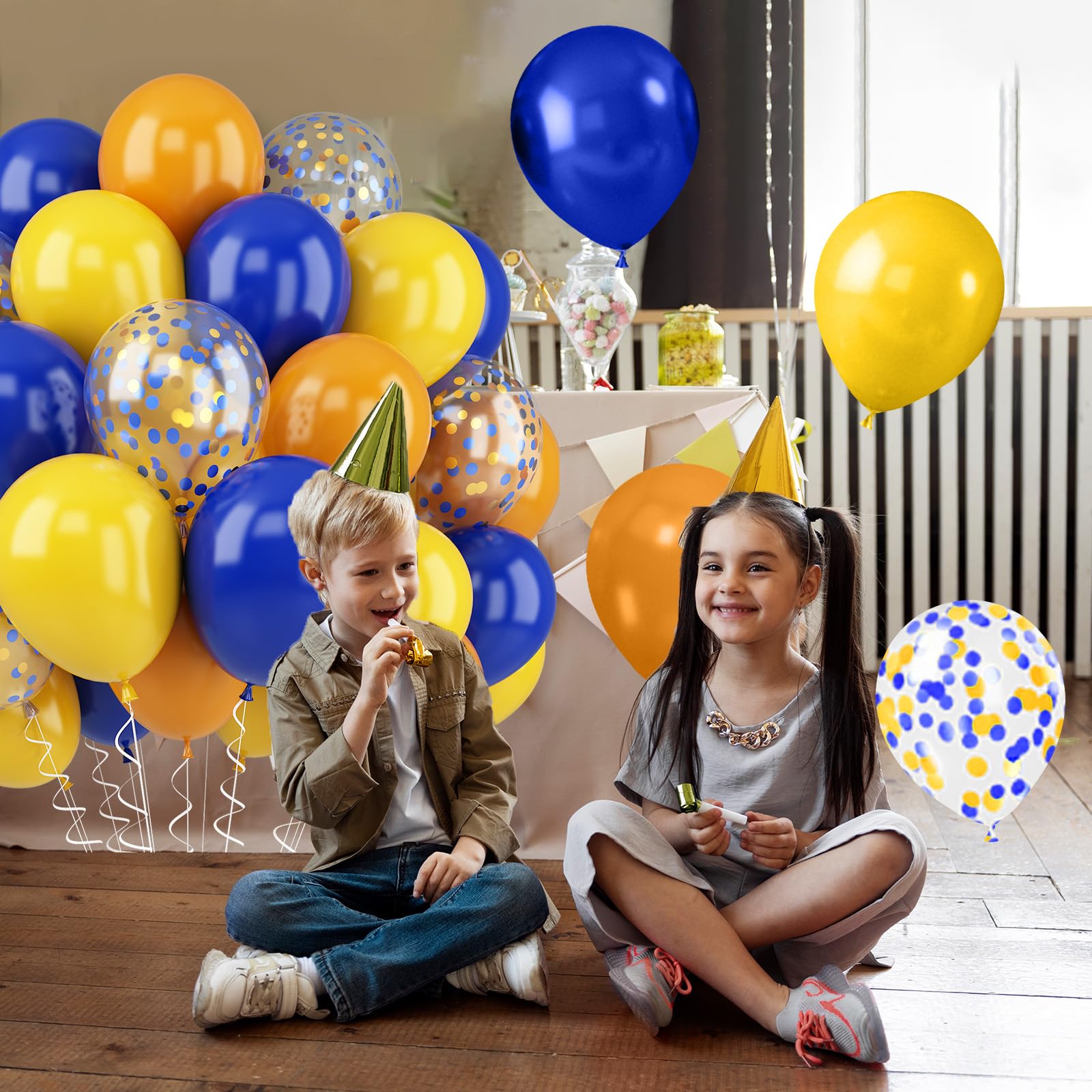 Snapklik.com : 52 PCS 12 Inch Retro Blue And Yellow Matte Balloons