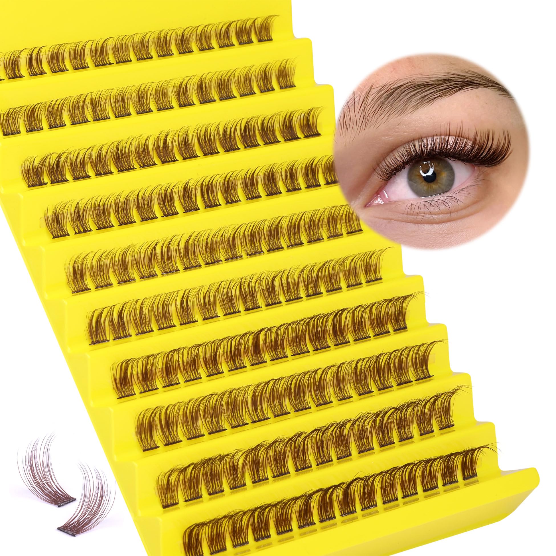 Brown Lash Clusters 140Pcs Natural Individual Lashes Clusters DIY ...