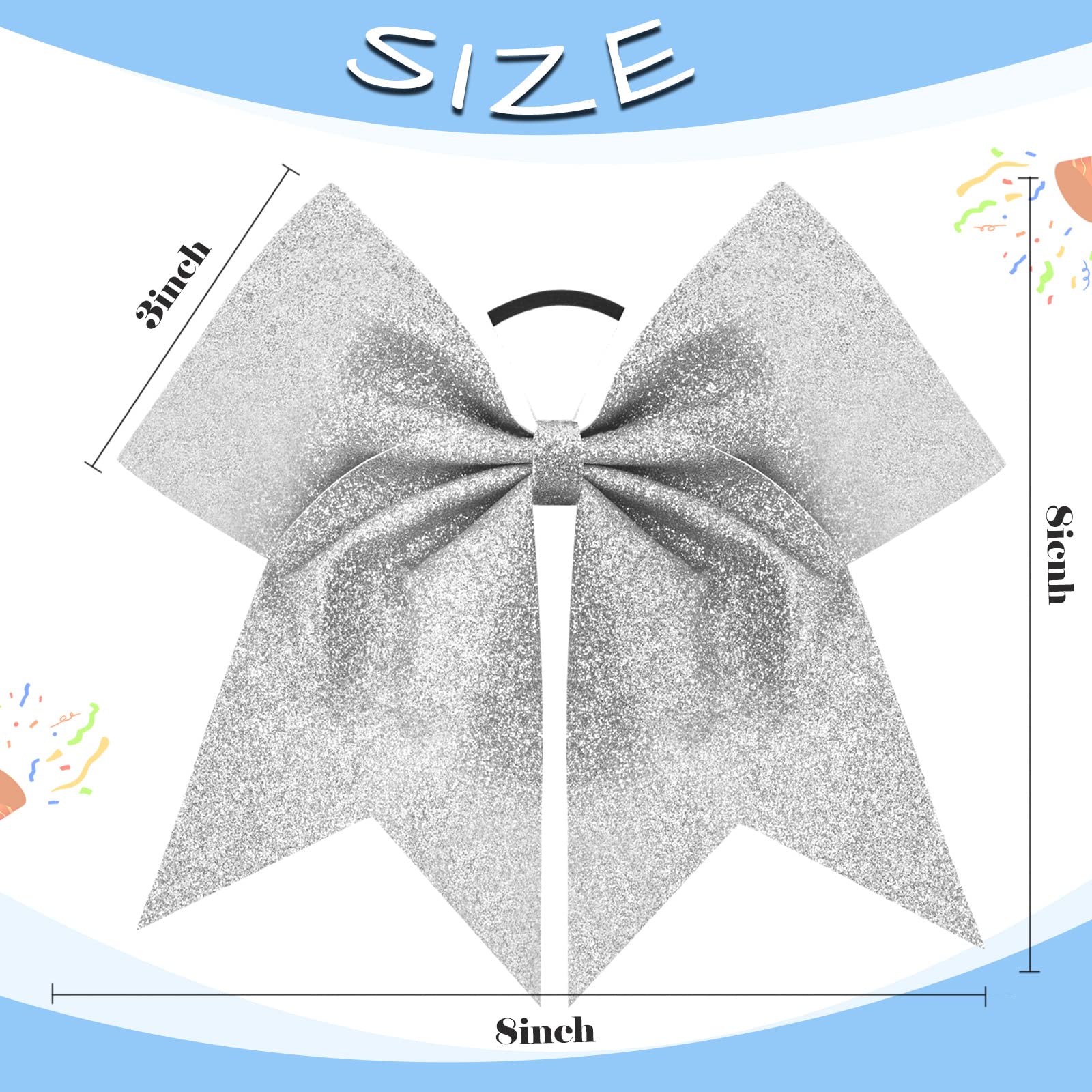 Silver Glitter Cheer Bow