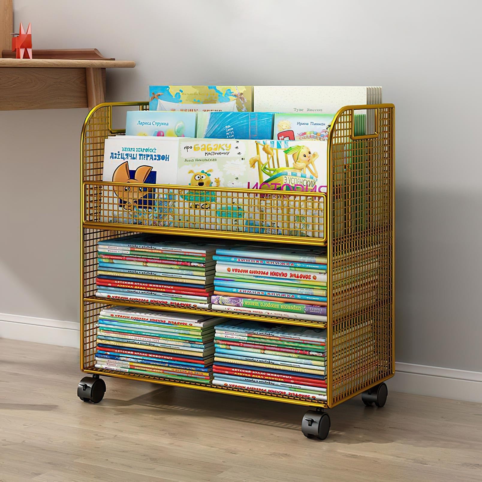 Amazon.co.jp: 2-tier, 3-tier file wagon with casters: Fall prevention ...