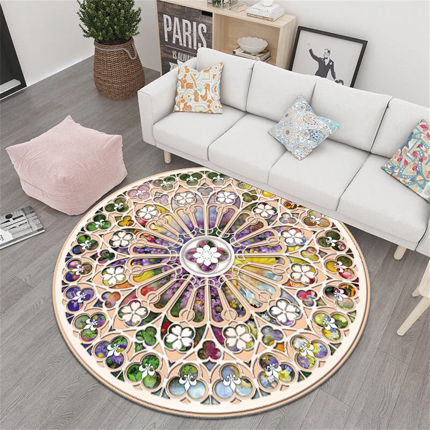Amazon.com: ZRCWXFP Mandala Circular Area Rugs,7ft Soft Rugs for Girls ...