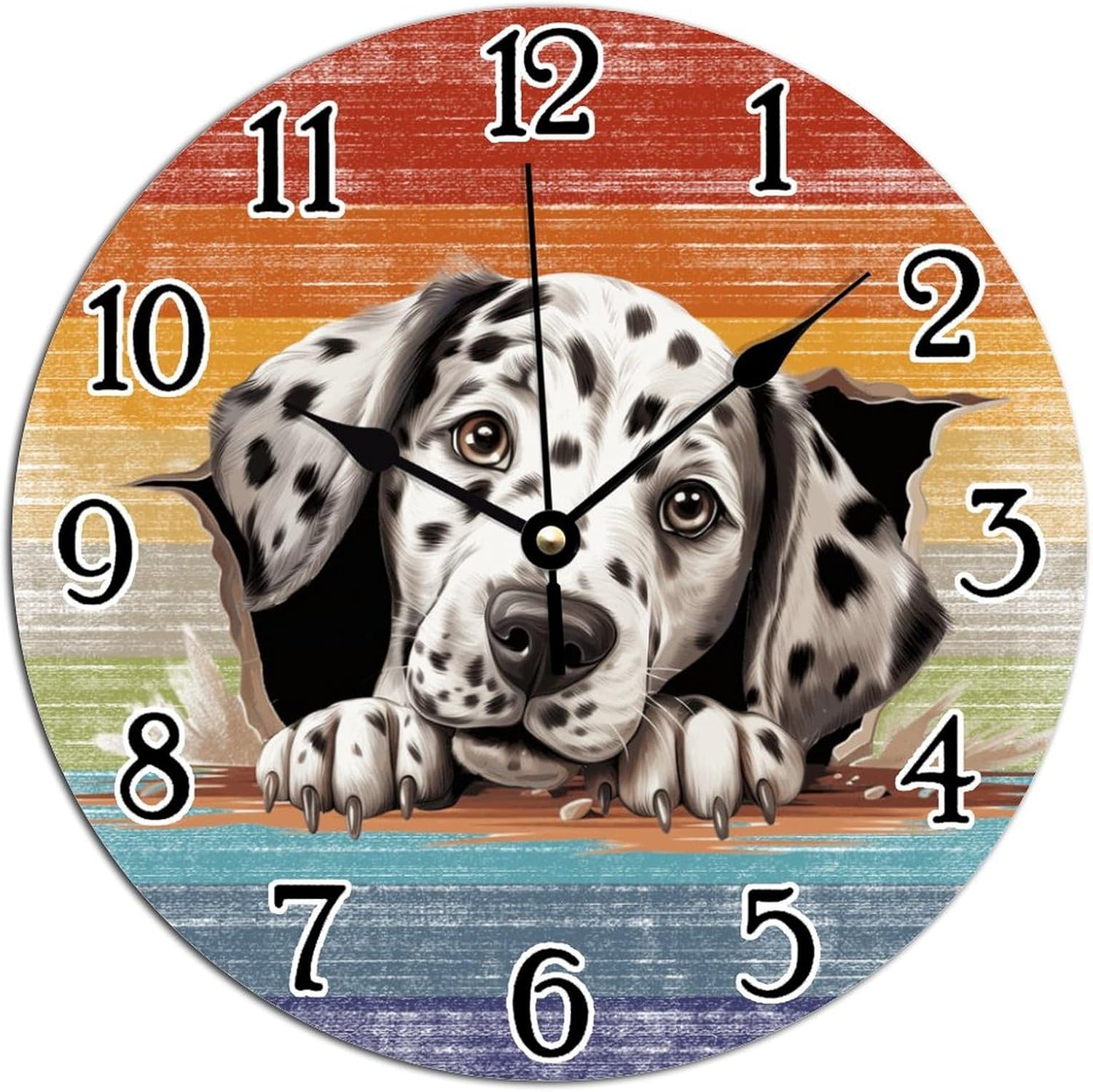 Vinisong Rainbow Dog Dalmatian Round PVC Clocks 12x12in Silent Non ...