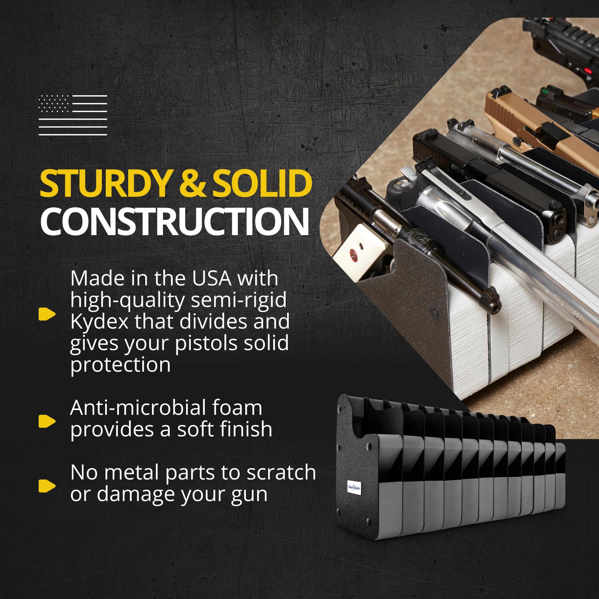 BenchMaster Vertical Pistol Rack, Handgun Safe Storage, Holds 2 to 12 ...