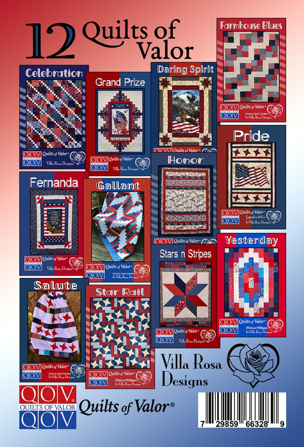Amazon.com: Twelve (12) Quilts of Valor Quilt Patterns, by Villa Rosa ...