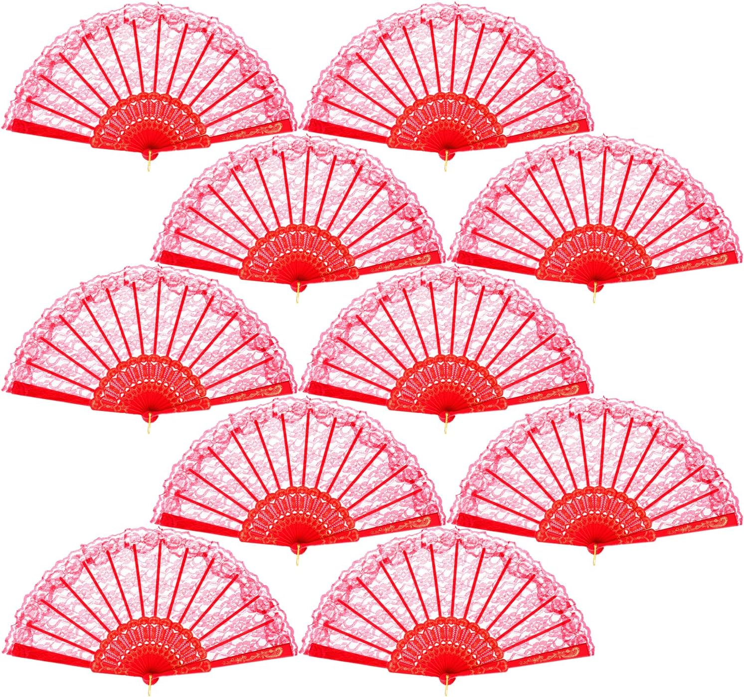 Amazon.com: QIRMIZI 10 Pack Lace Handheld Folding Fan - Elegant Silk ...