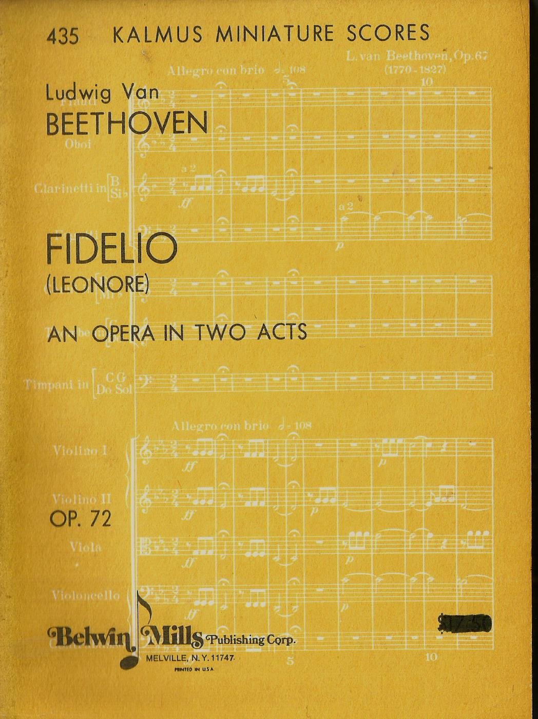Amazon.co.jp: Beethoven: Fidelio (Leonore) An Opera in Two Acts (Kalmus ...