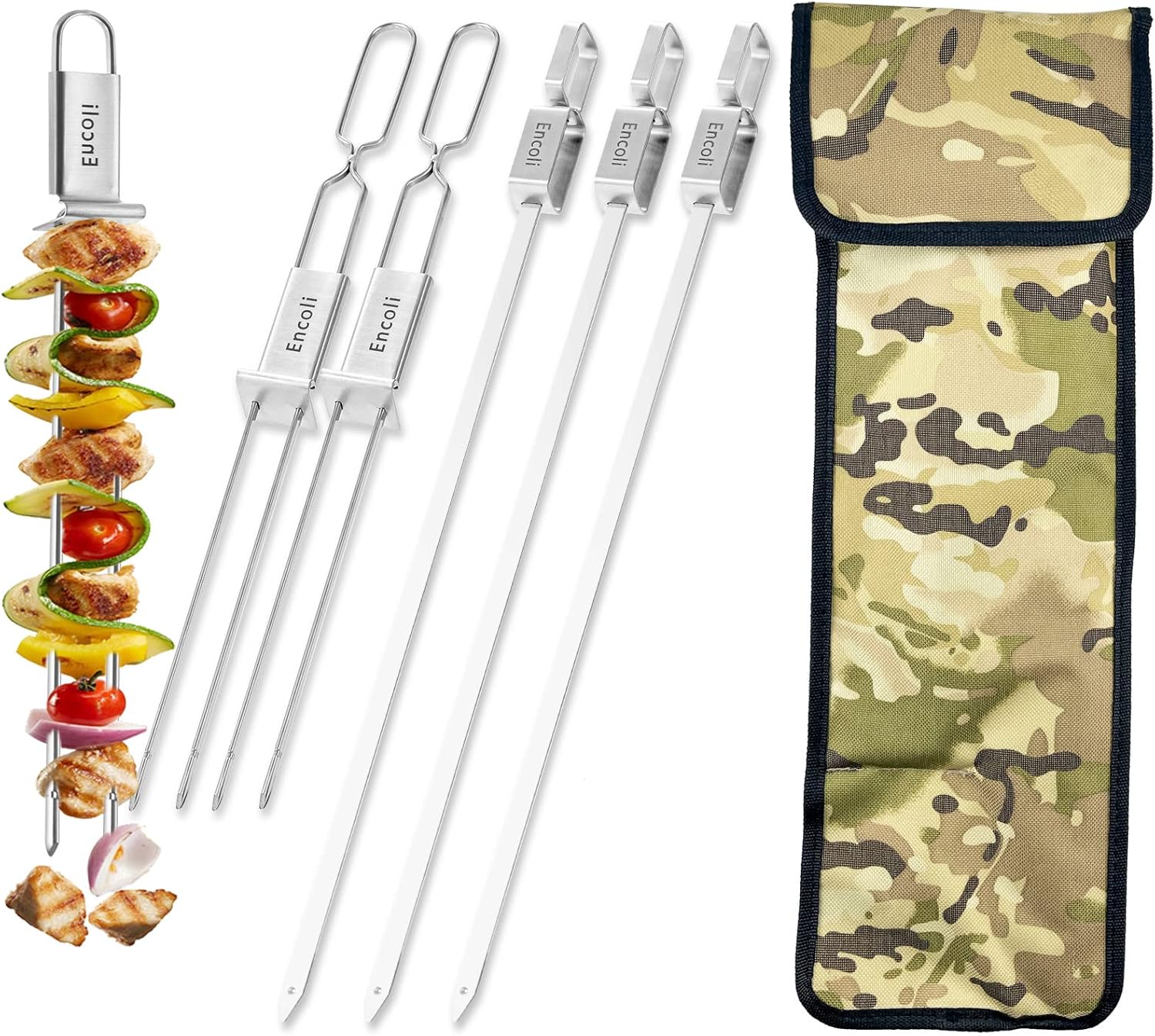 Amazon.com: Encoli Kabob Grill Skewers - 304 Stainless Steel Shish ...