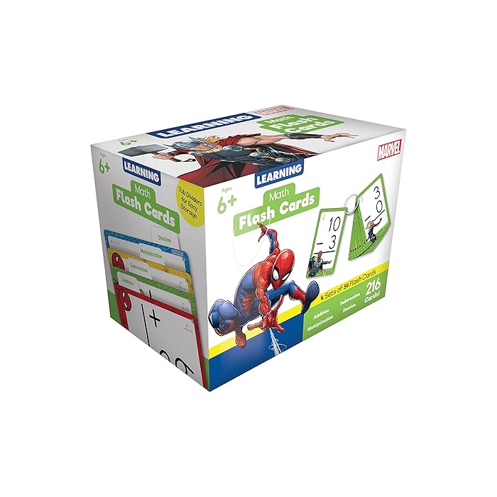Buy Marvel Math Flash Card Cube—4-Decks of Pre-Punched Math Flash Cards ...